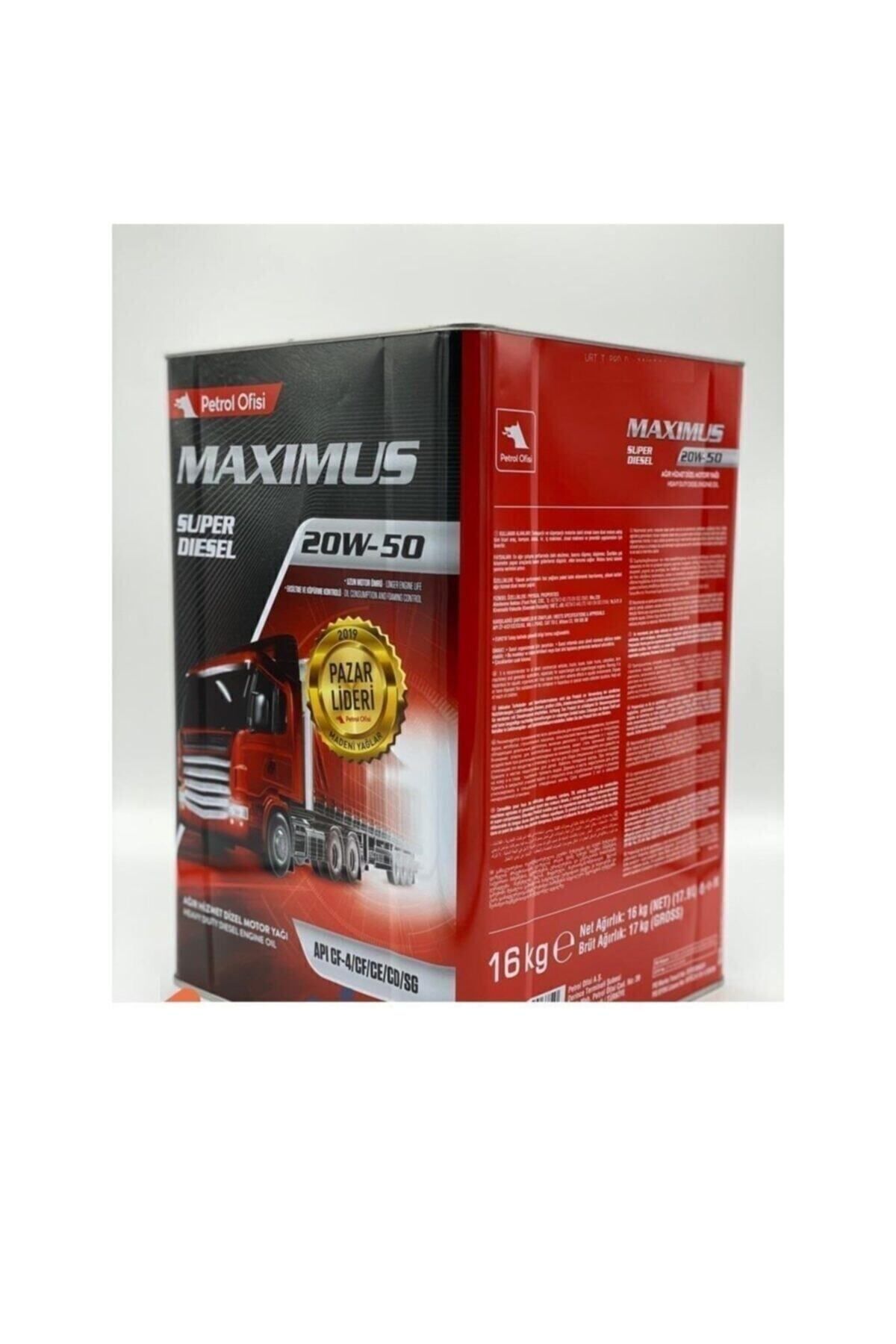 Petrol Ofisi Maximus Süper Diesel 20w50 18 Litre (16 kg) Fiyatı ...