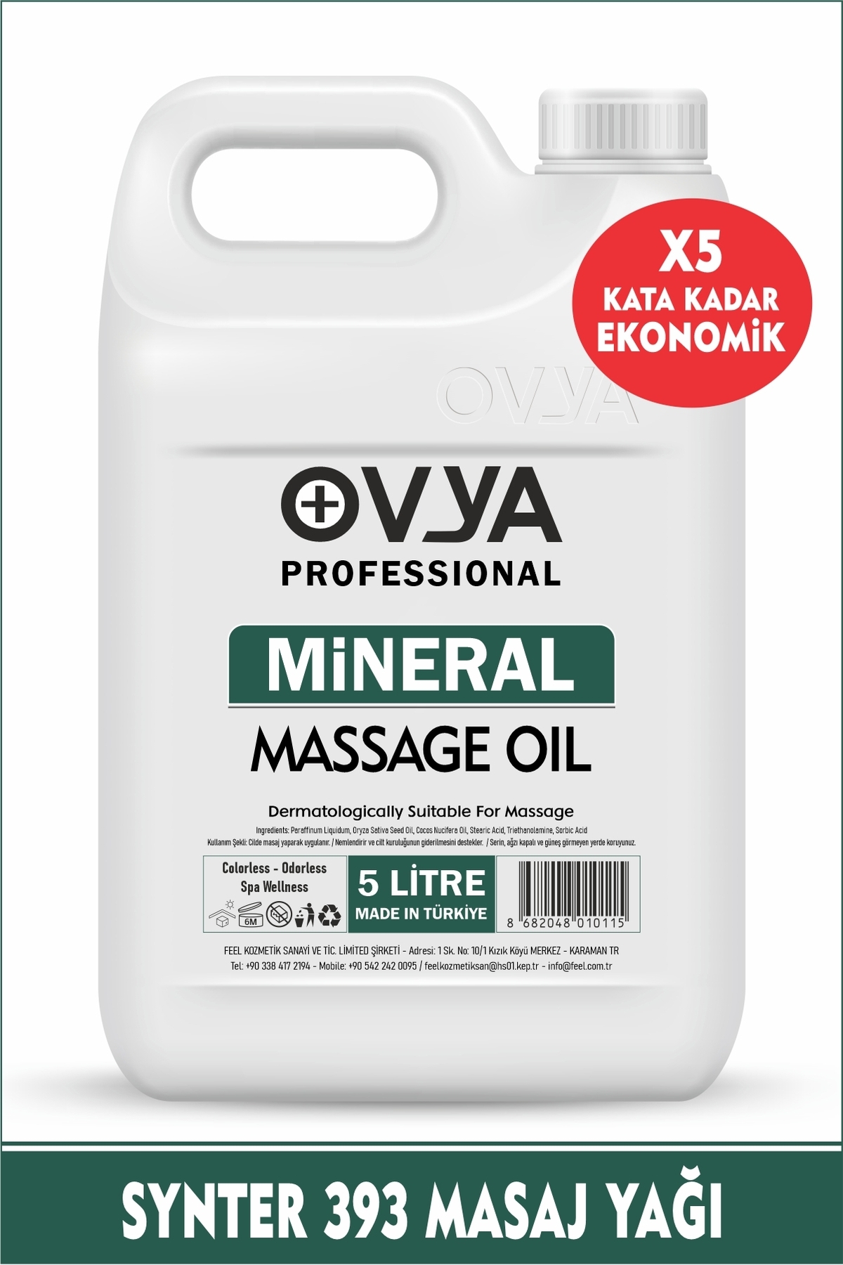 ovya Synter 393 Renksiz Kokusuz Jelimsi Mineral Masaj Yağı 5 Kata Kadar ...