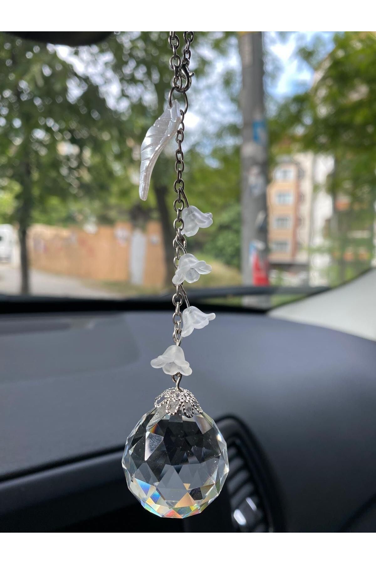 Araç Balkon Aksesuar Kristal Taşlı Büyük Araba Dikiz Aynası Süsü Araba ...