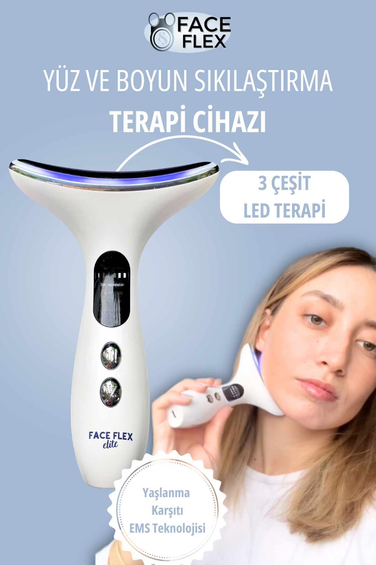 FACE FLEX Elite Titreşimli LED Işıklı Yüz Sıkılaştırma Terapi Cihazı Fiyatı, Yorumları - Trendyol
