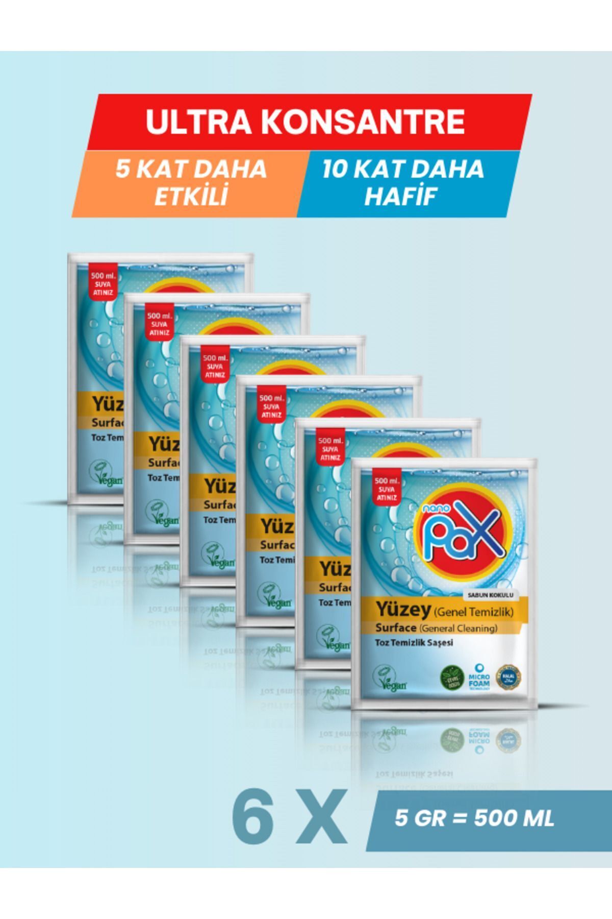 NanoPax 6 Adet Yüzey Temizlik Tozu (ULTRA KONSANTRE DETERJAN SAŞESİ ...