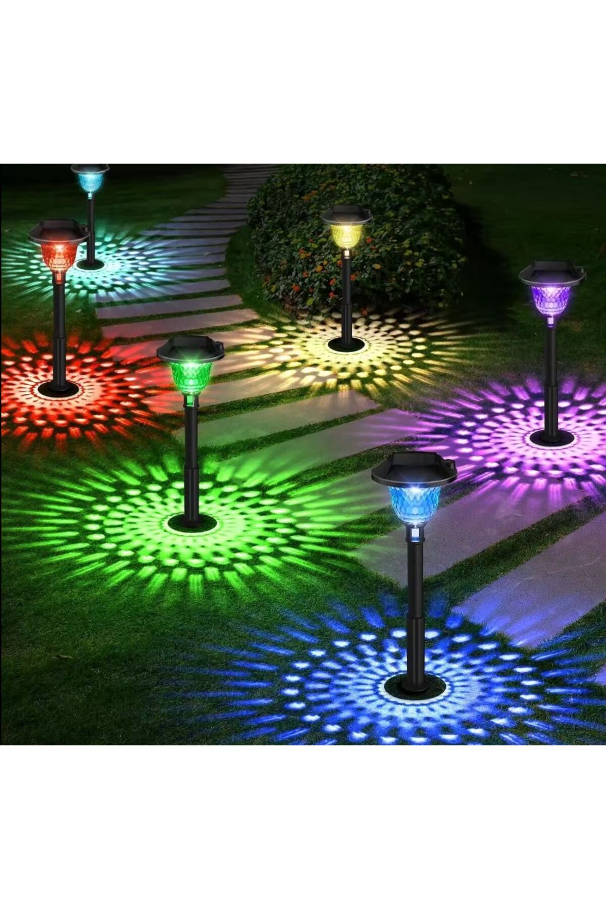 sgeteknoloji GÜNEŞ ENERJİLİ SAPLAMALI SARI VE RGB LED IŞIK BAHÇE ...