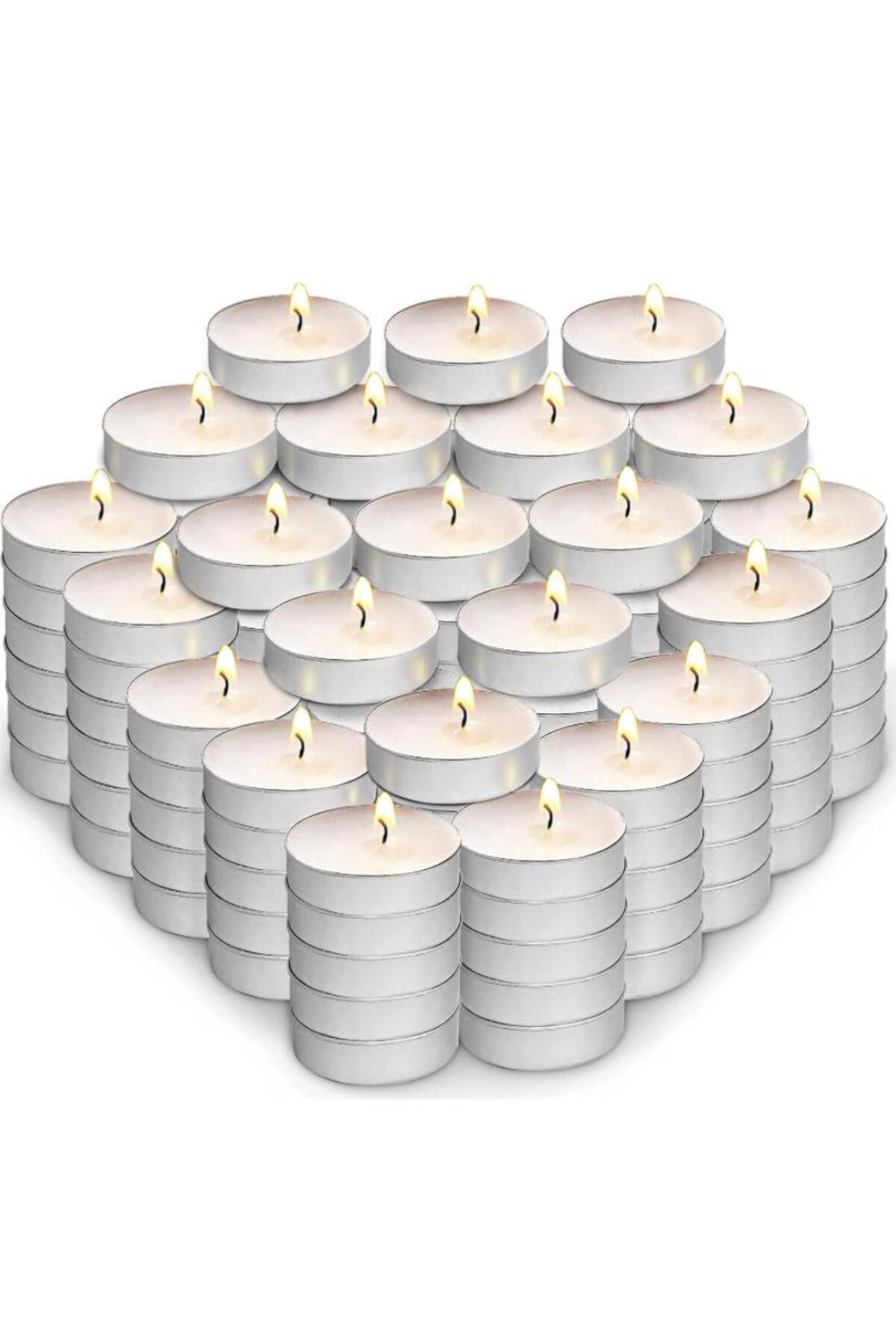 ersustore 11 gram 100'lü Uzun Yanma Tealight Mum Beyaz 3,8 Cm 100'lü ...