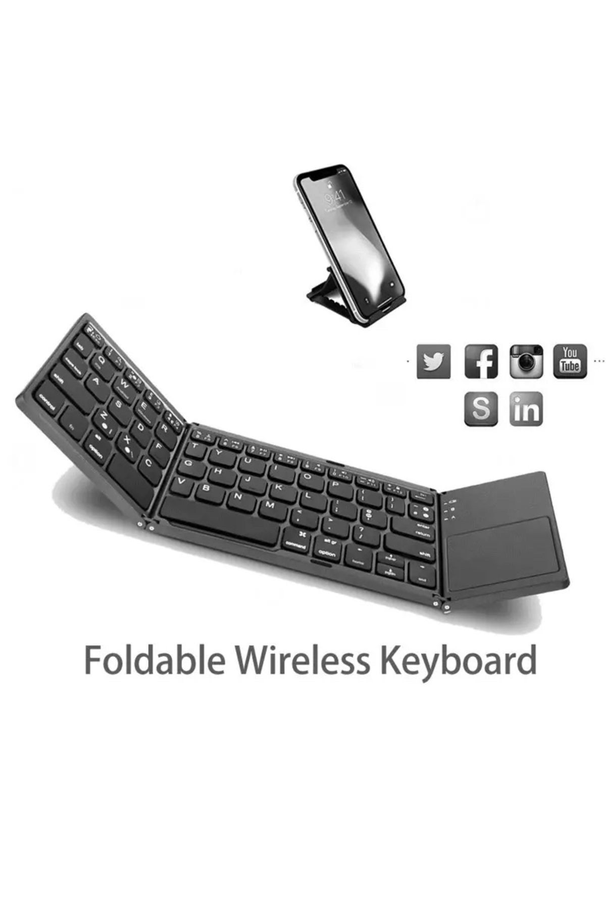 EHZ TEKNOLOJİ Touchpad ile 2024 yeni katlanır klavye Bluetooth ...