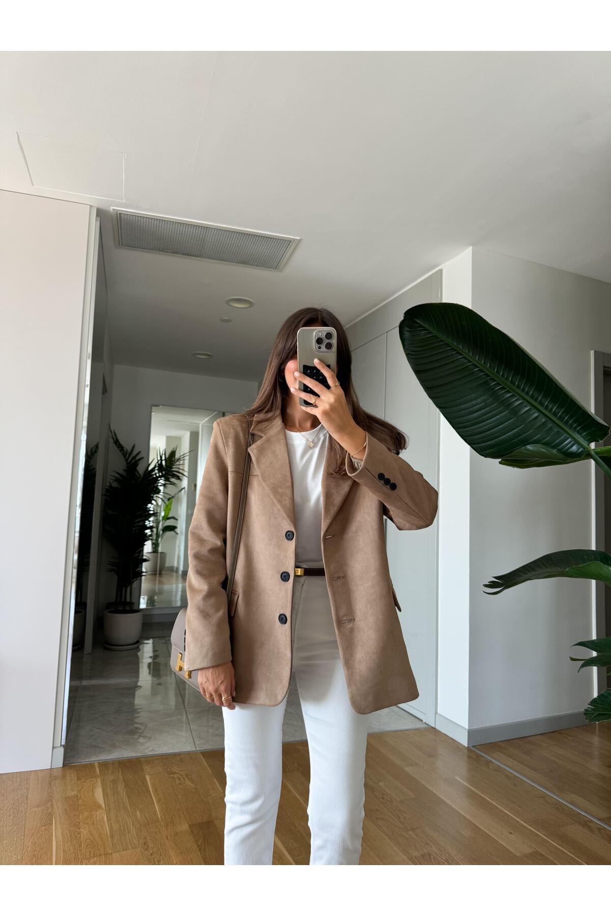 MERVE AKSOY Premium Süet Blazer -Deve Tüyü - Fiyatı, Yorumları