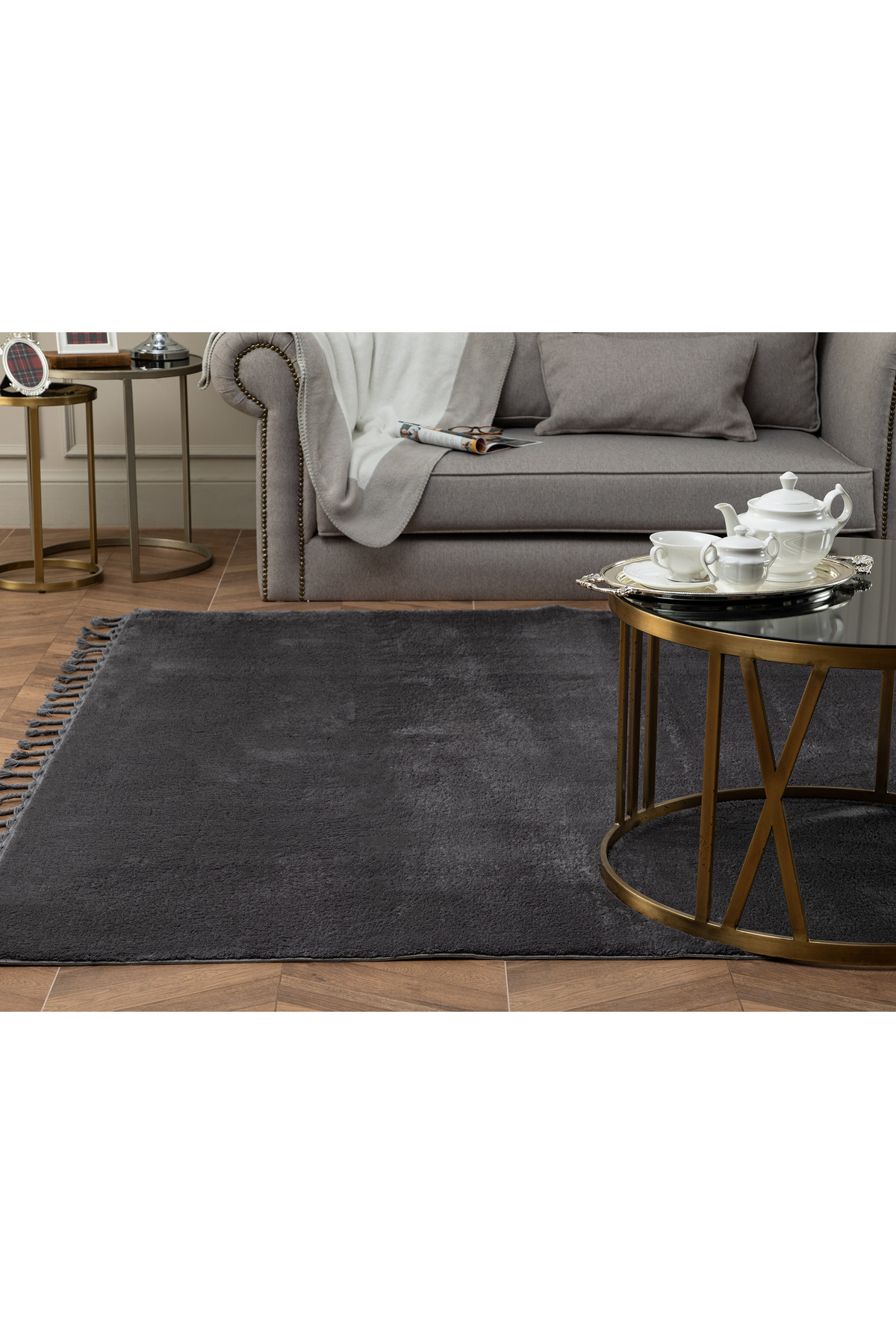 Madame Coco Carol Saçaklı Halı - Antrasit - 80x300 cm Fiyatı, Yorumları ...