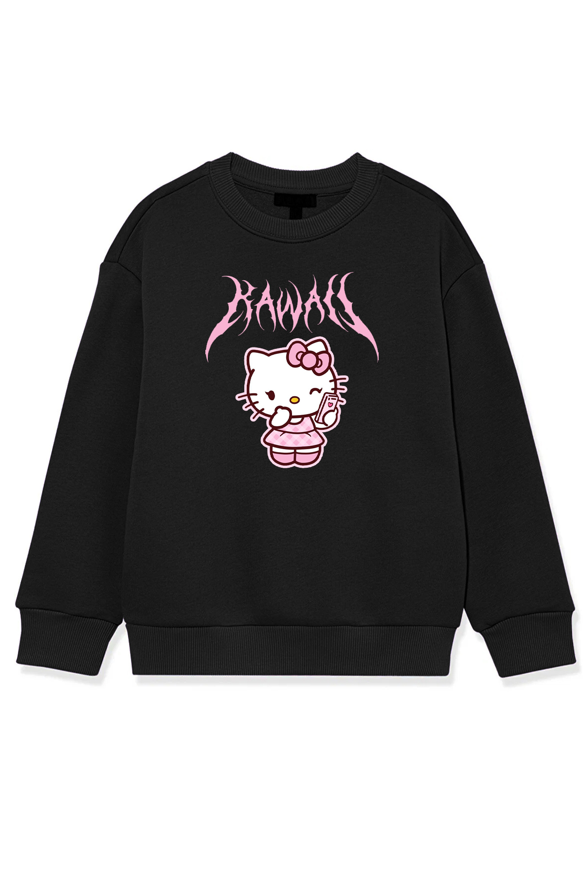 FEEL STYLE Hello Kitty Grudge Gothic Kawaii Yazılı BASKILI 100% PAMUKLU ...
