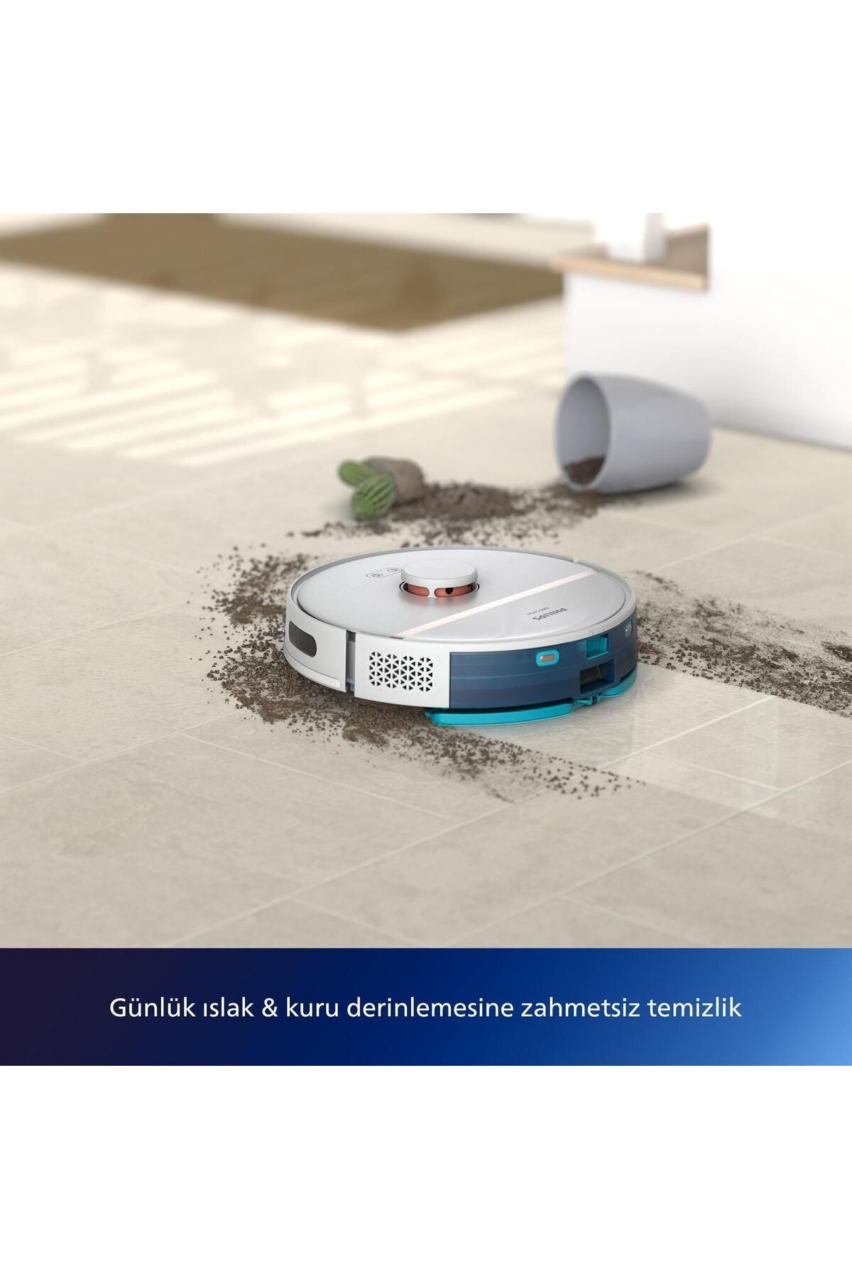 Philips 3000 Serisi Islak Kuru Moplu Beyaz Robot Süpürge,4000 Pa, Sert ...