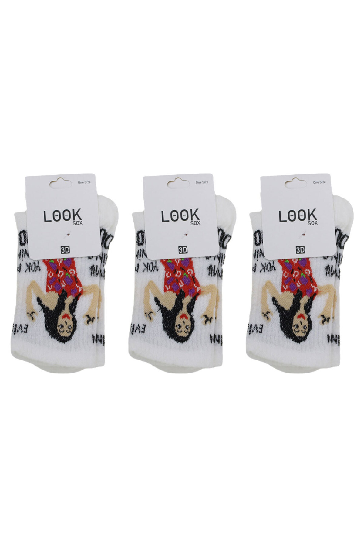 LOOKSOCKS Look Socks Dilber Evin Barkın Yokmu Karakter Desenli Beyaz ...