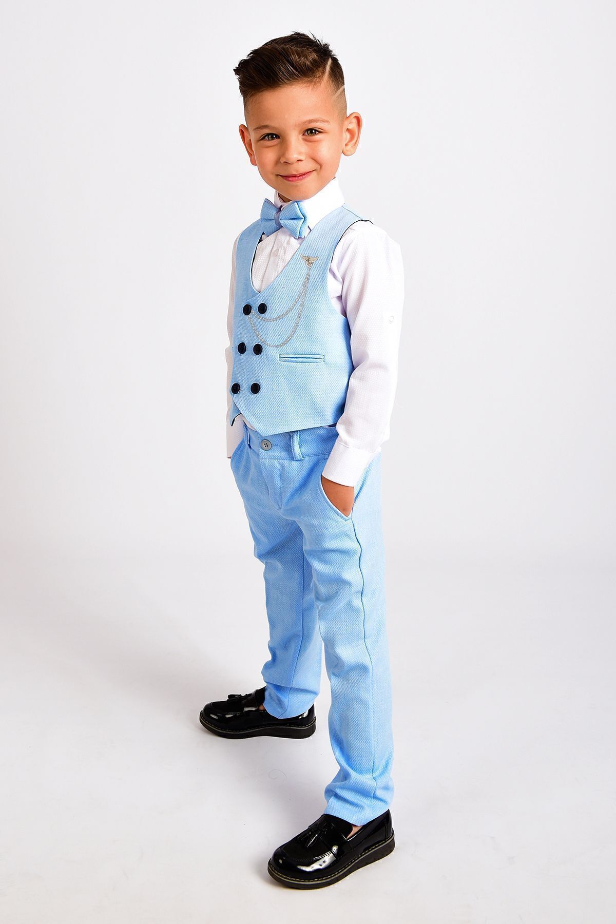 Merdia Kids Erkek Çocuk Smokin Takım Elbise Yelekli Papyonlu Fiyatı ...