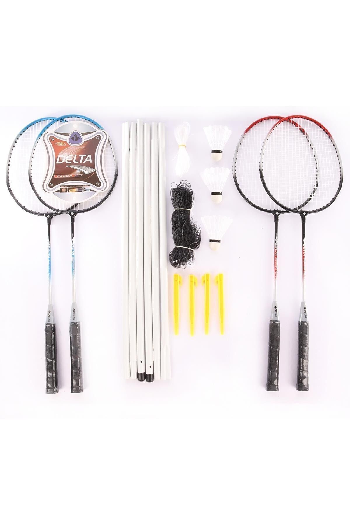 Delta 4 Adet Badminton Raketi Ve File Demir İle 3 Adet Badminton Topu ...