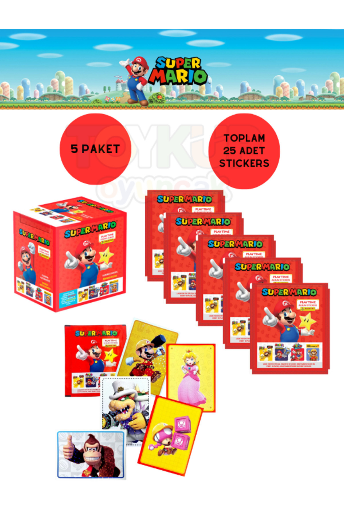 Panini Super Mario Sticker Kartları - 5 Paket Çıkartma Etiket Sticker ...