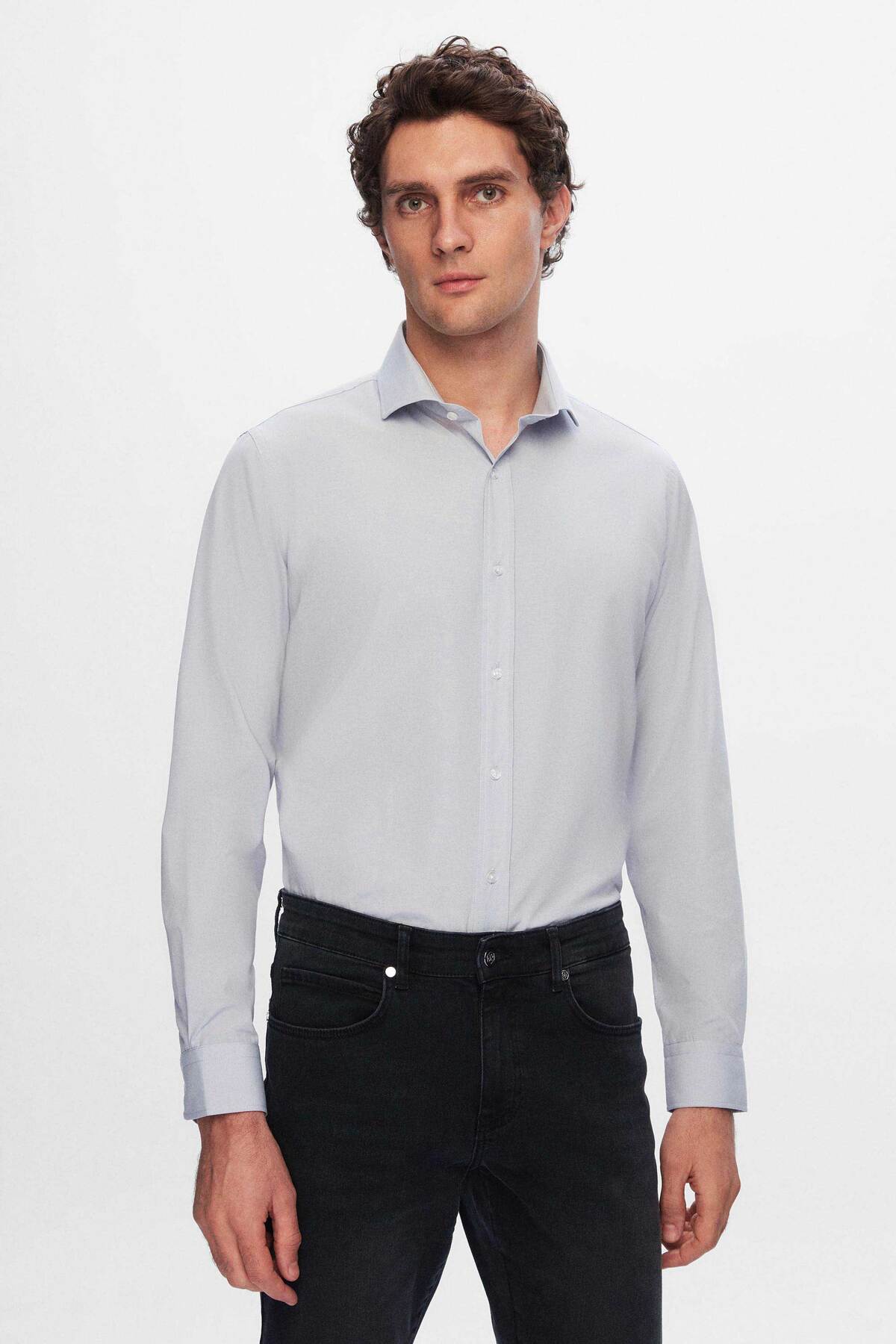 D'S Damat Slim Fit Gri Italyan Yaka Dar Kesim Klasik Kravatlık Uzun ...