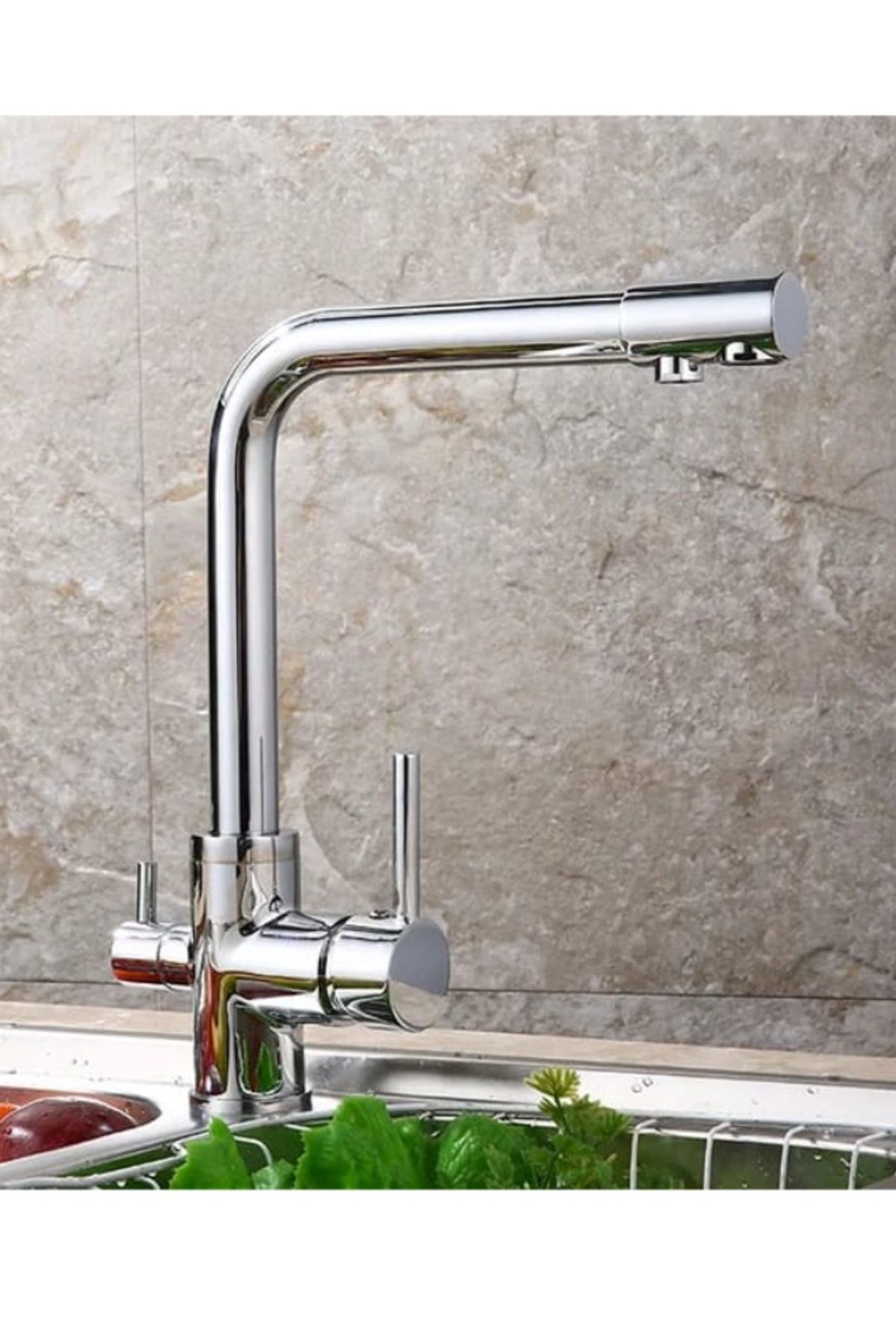 RENA DESIGN KROM ARITMALI MUTFAK EVİYE BATARYASI 3 YOLLU L BORU LÜX SU ...