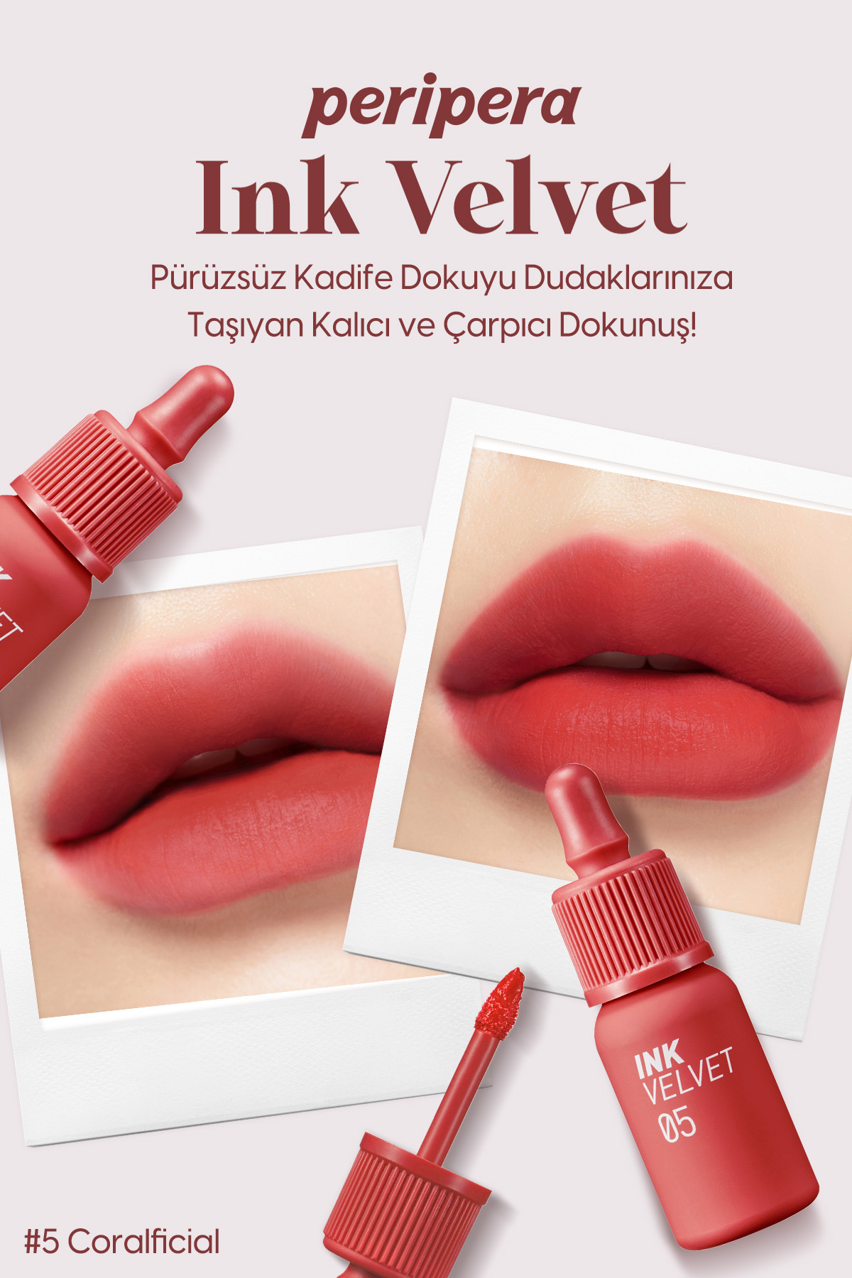 PERIPERA Yüksek Pigmentli, Kadife Görünümlü, Gün Boyu Kalıcı Tint Peripera Ink Velvet (5 ...