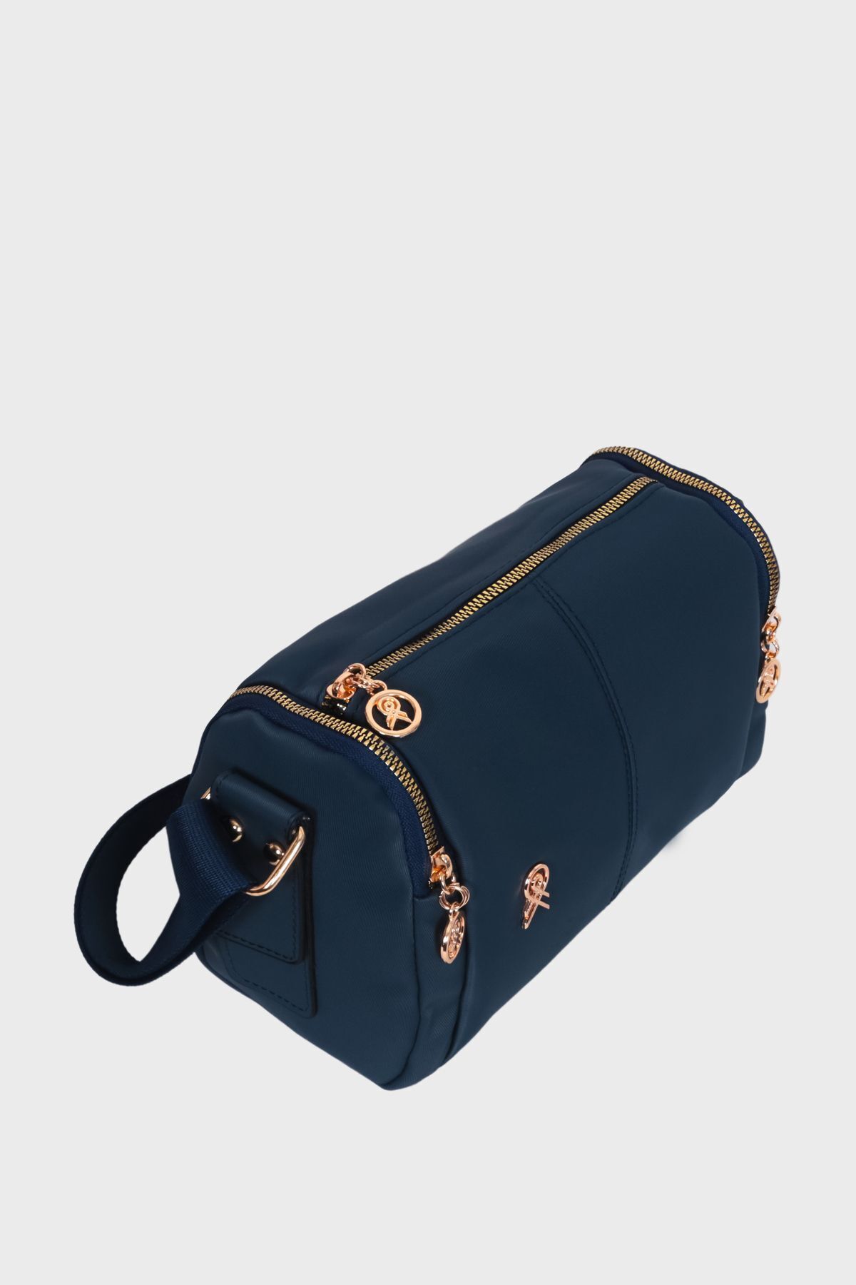 Les Crioch Kadın Lacivert Saten Silindir 3 Bölmeli Astarlı Petli ...