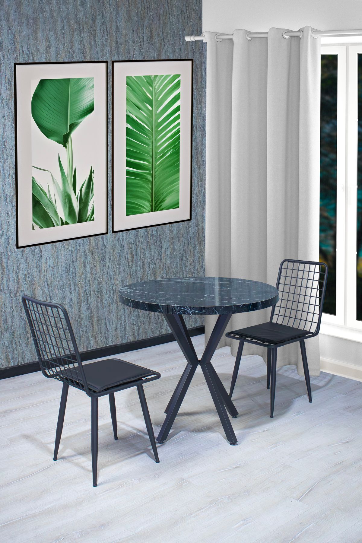 NUR METAL Moon 80x80 Yıldız Sandalye Takımı 2 Kişilik Mutfak Masası ...