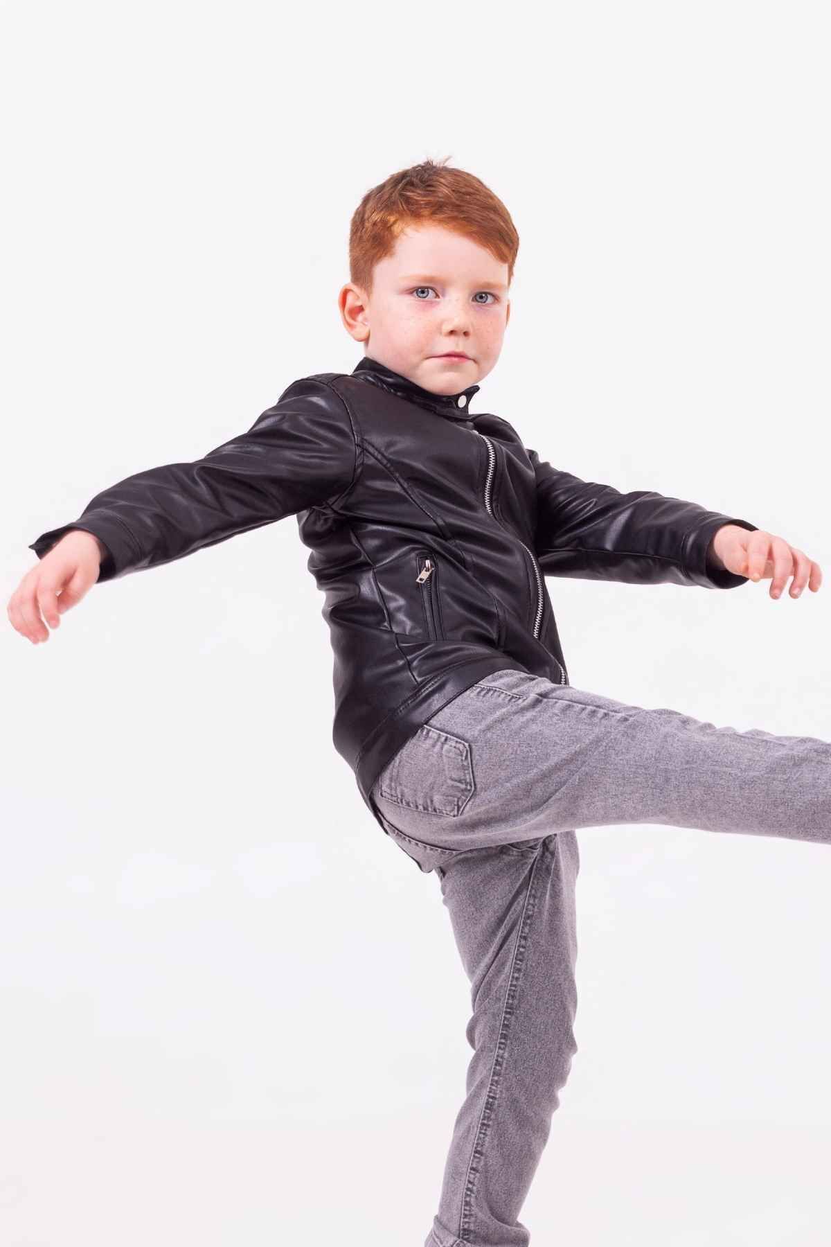 Gold Class Kidswear Fermuarlı Çıtçıtlı Yaka Erkek Çocuk Deri Ceket ...