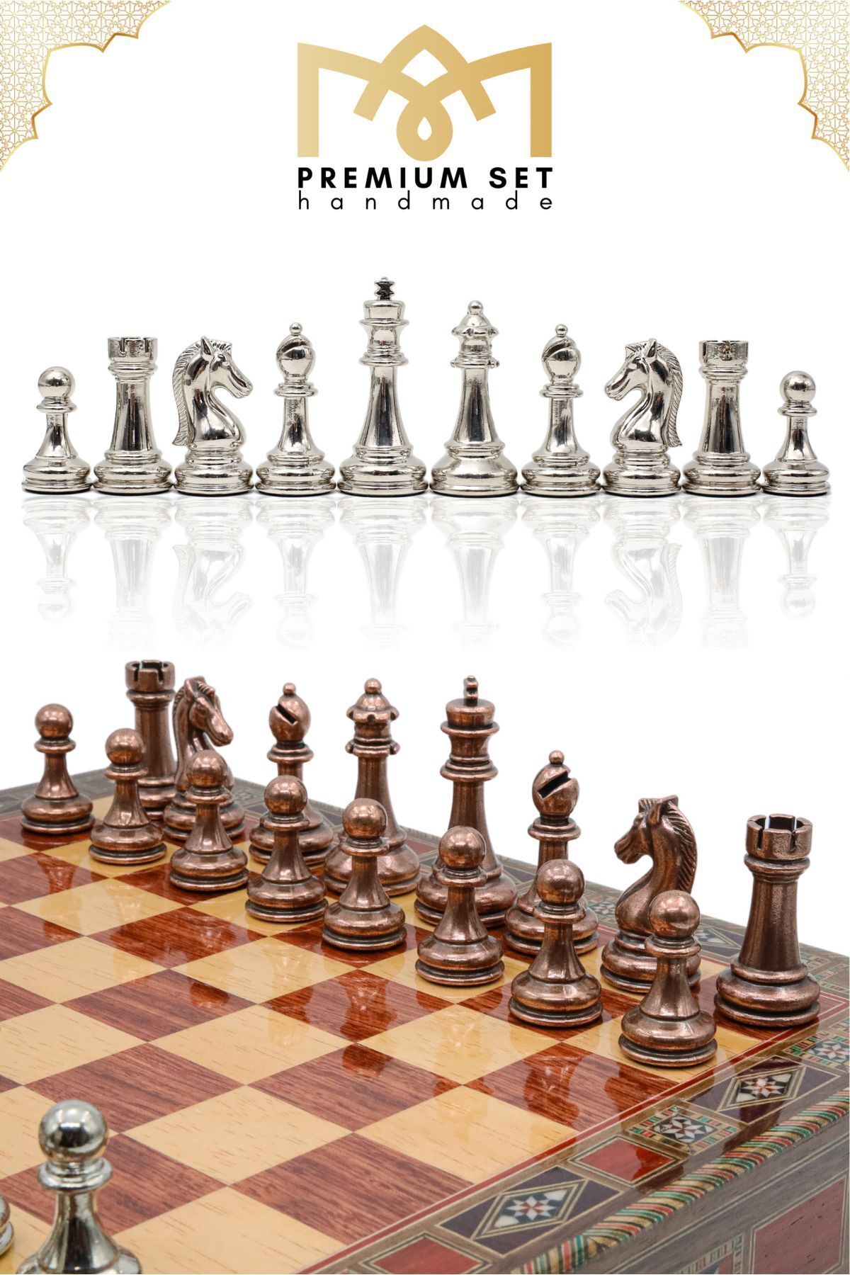 Cooper Chess Premium 38cm Büyük Çekmeceli Ahşap Kutulu Metal Satranç ...