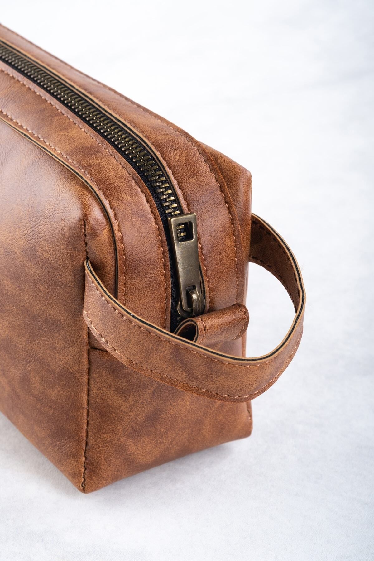 dk leather Kadın Taba Portfoy El Çantası Pu Deri Günlük Seyahat Makyaj ...