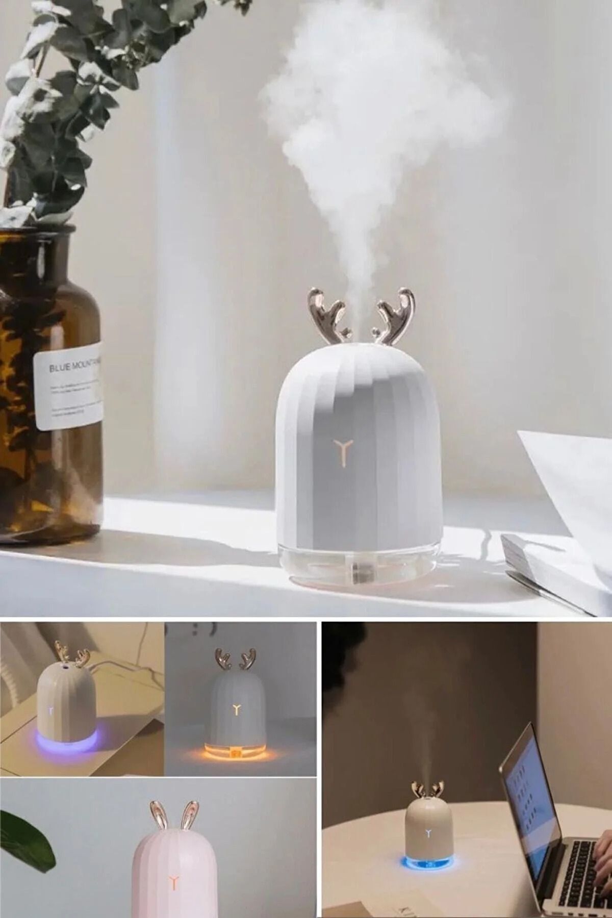 busstier Geyik Boynuzlu Ultrasonik Oda Nemlendirici LED Işıklı Aroma ...