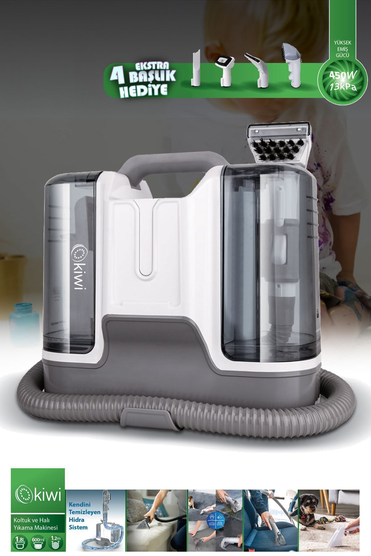 Kiwi Koltuk Halı Yıkama Ve Leke Çıkartma Makinesi Beyaz Kcc-4323 Fiyatı ...