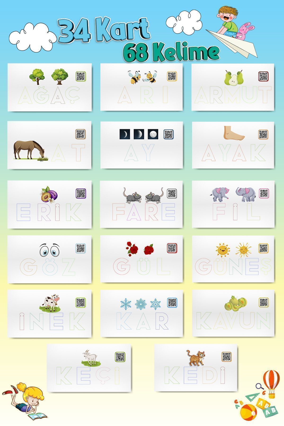 Molfy Harf Eşleştirme Alfabe Ilk Yükselen Okuma Heceleme Kreş Ana 1 ...