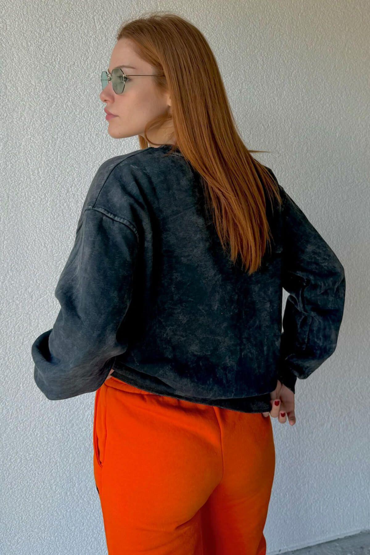 Askıdan Sepete Coool Oversize Fit Bisiklet Yaka Baskılı Yıkamalı Soluk ...
