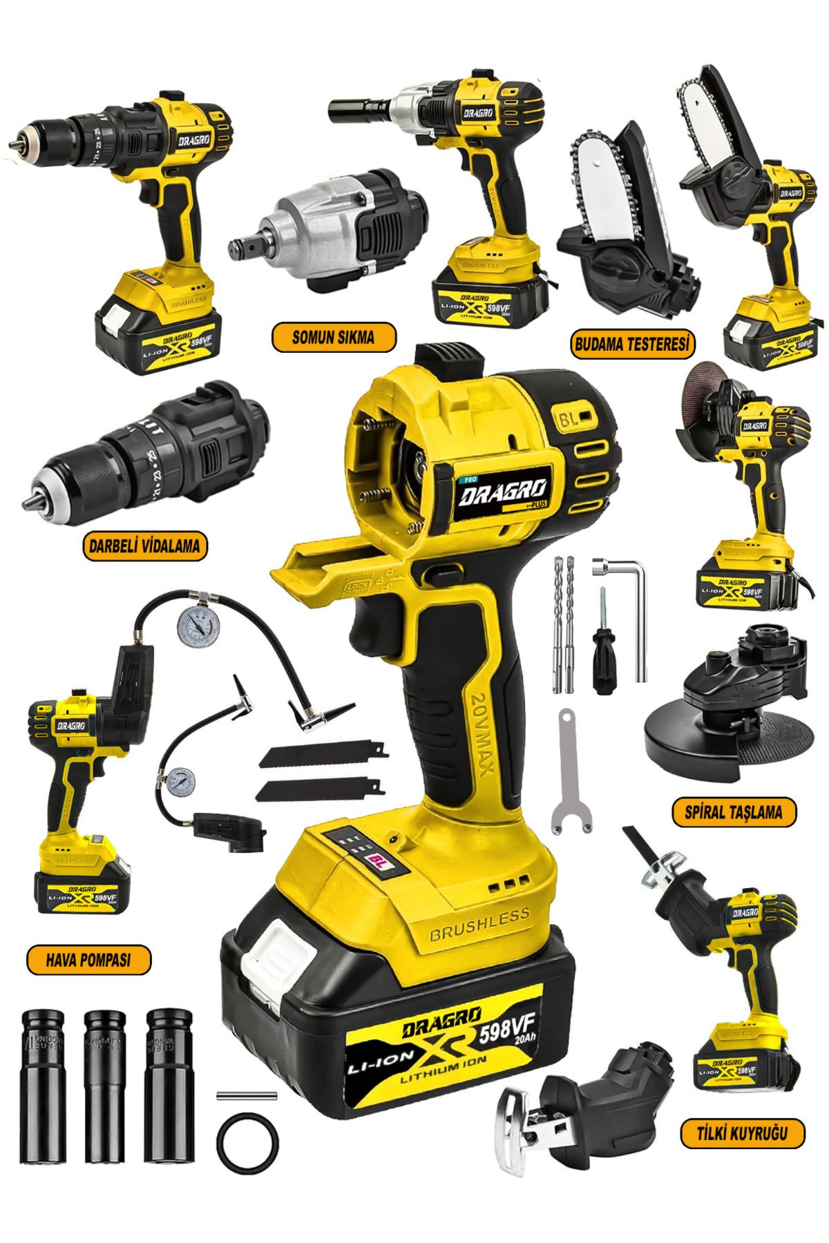 Dragro Alman Süper 6'lı Set Taşlama Somun Sıkma Tilki Kuyruğu Dal ...