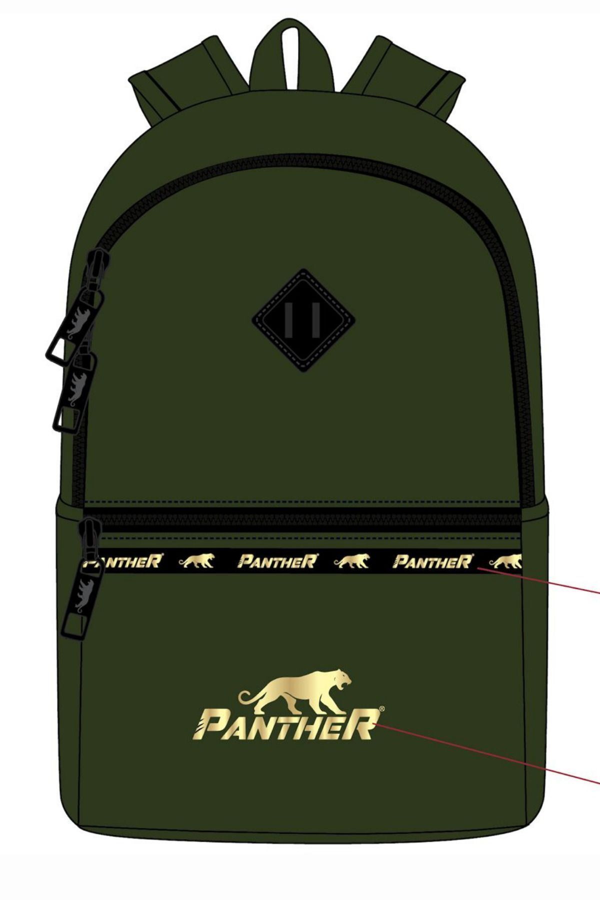 Panther Su Geçirmez Günlük İlkokul Çantası Üç Bölmeli Çanta Haki Gold ...