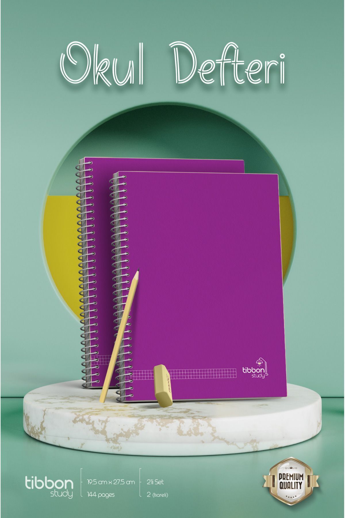 Tibbon Study Okul Defteri Spiralli 2'li Set Kareli - Büyük Boy - Fiyatı ...