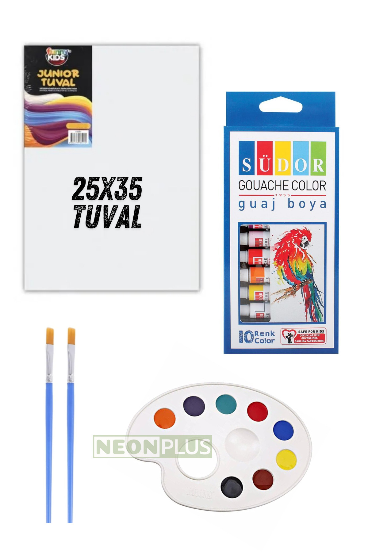 Arthobi Guaj Boya Seti 25x35 Tuval, 10 Renk Boya, Palet Ve 2 Adet Fırça ...