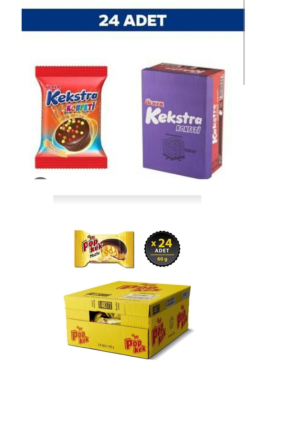 Ülker Kekstra Konfeti + Eti Popkek Muzlu (24+24)Fiyatı, Yorumları ...