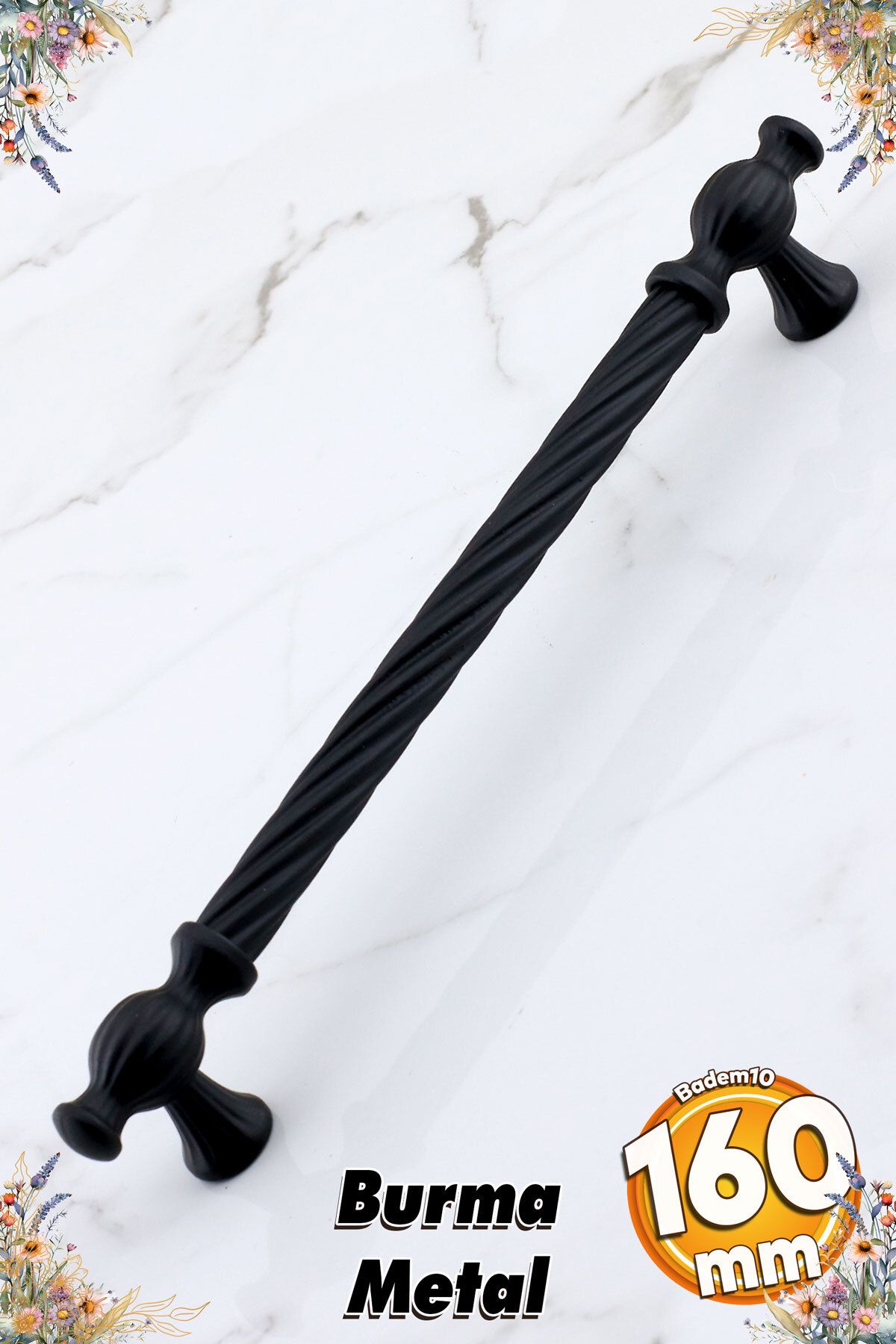Badem10 Burma Siyah Metal Kulp 160 mm - 16 cm Mobilya Çekmece Mutfak ...