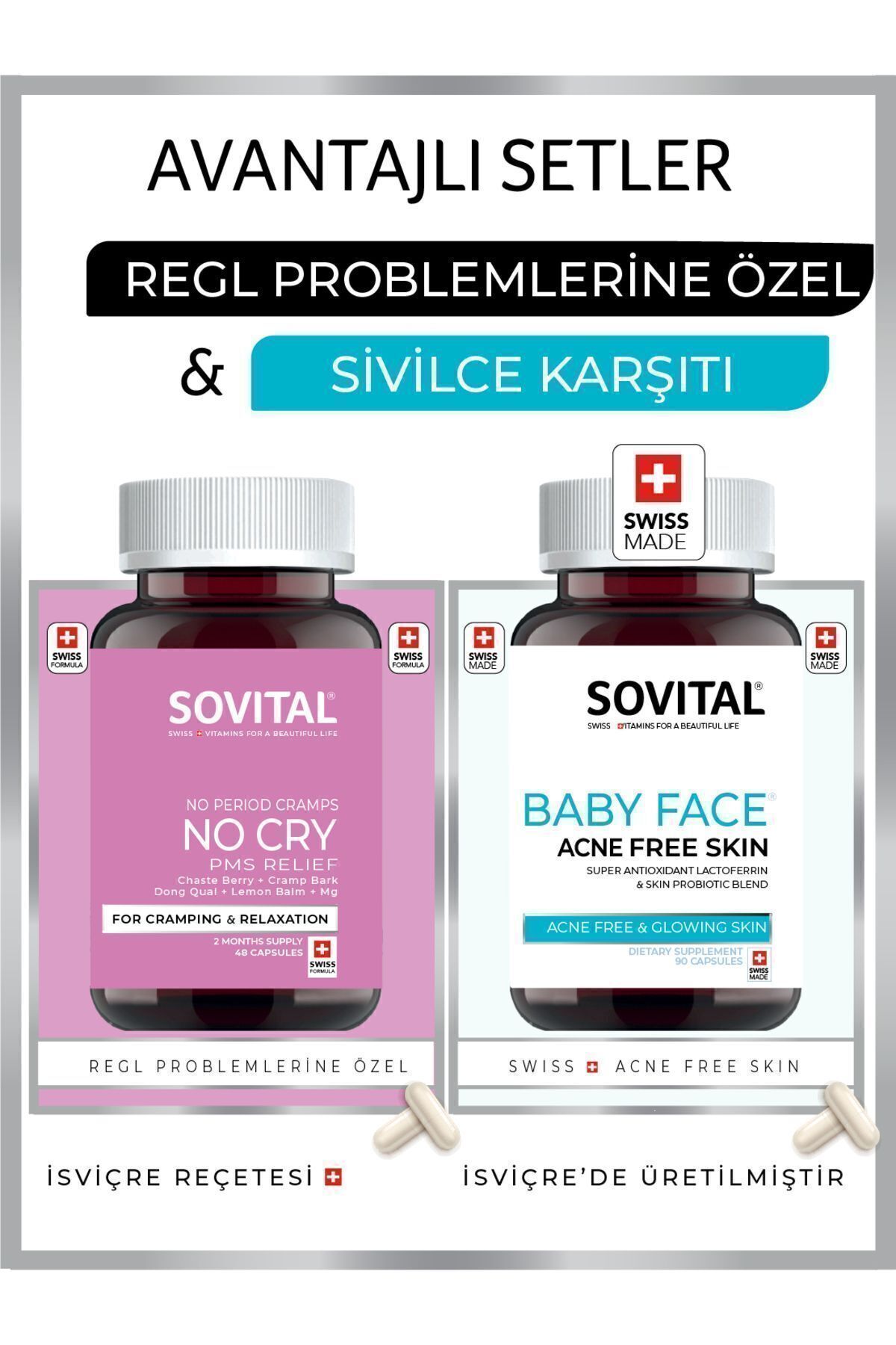 SOVITAL Advantageous Package - No Cry Menstrual Period + Baby Face Acne ...