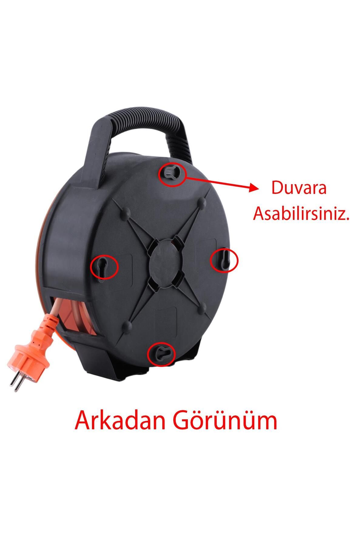 Badem10 Plastik Kapaklı Mini 4 Priz TTR Kablo 10 Metre Makaralı Seyyar 3x1.5 mm CCA Monofaze ...