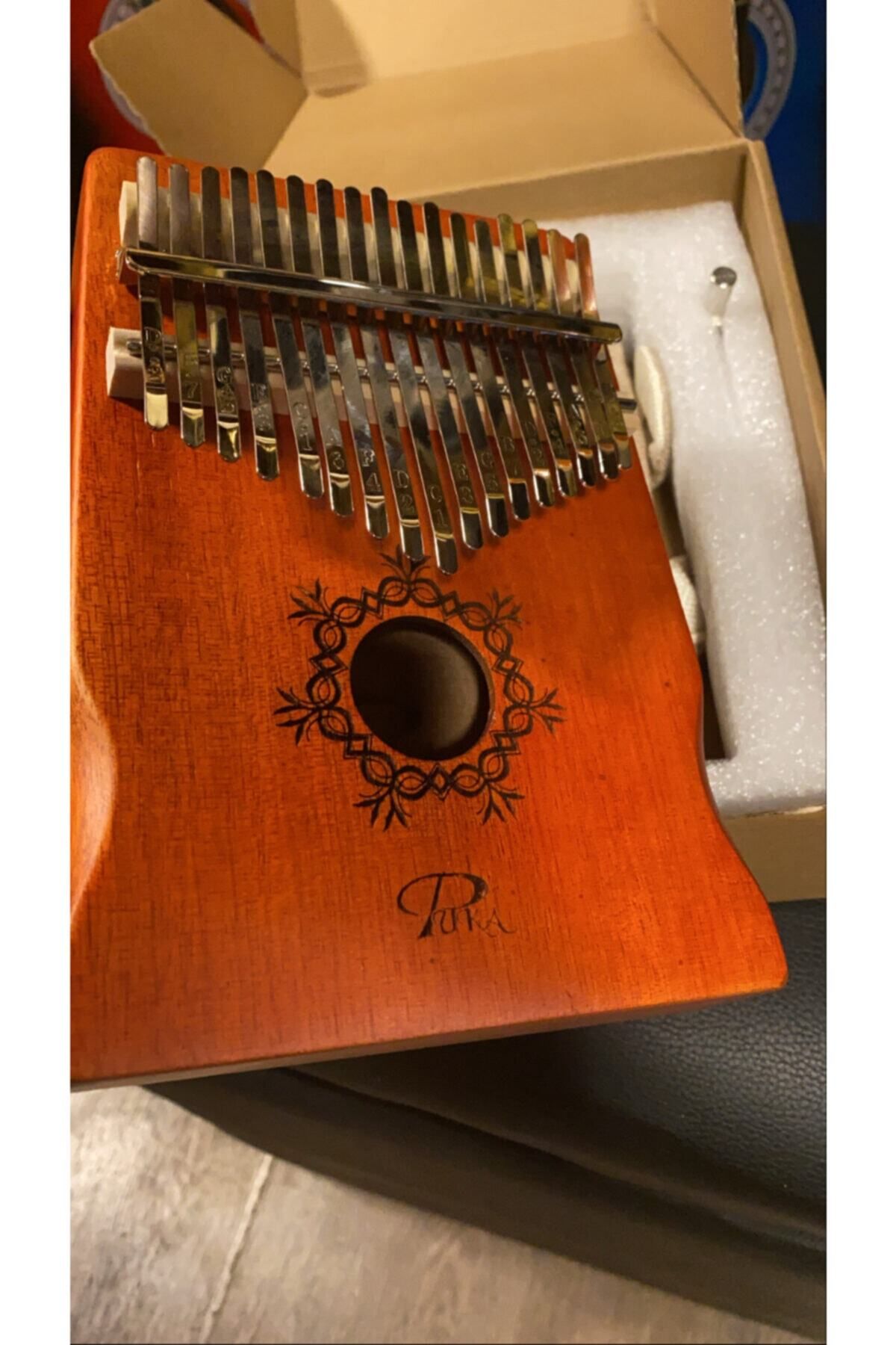 PUKA Kalimba Full Set Mahogany Wood (CARLING BAG, TUNING DAMMER ...