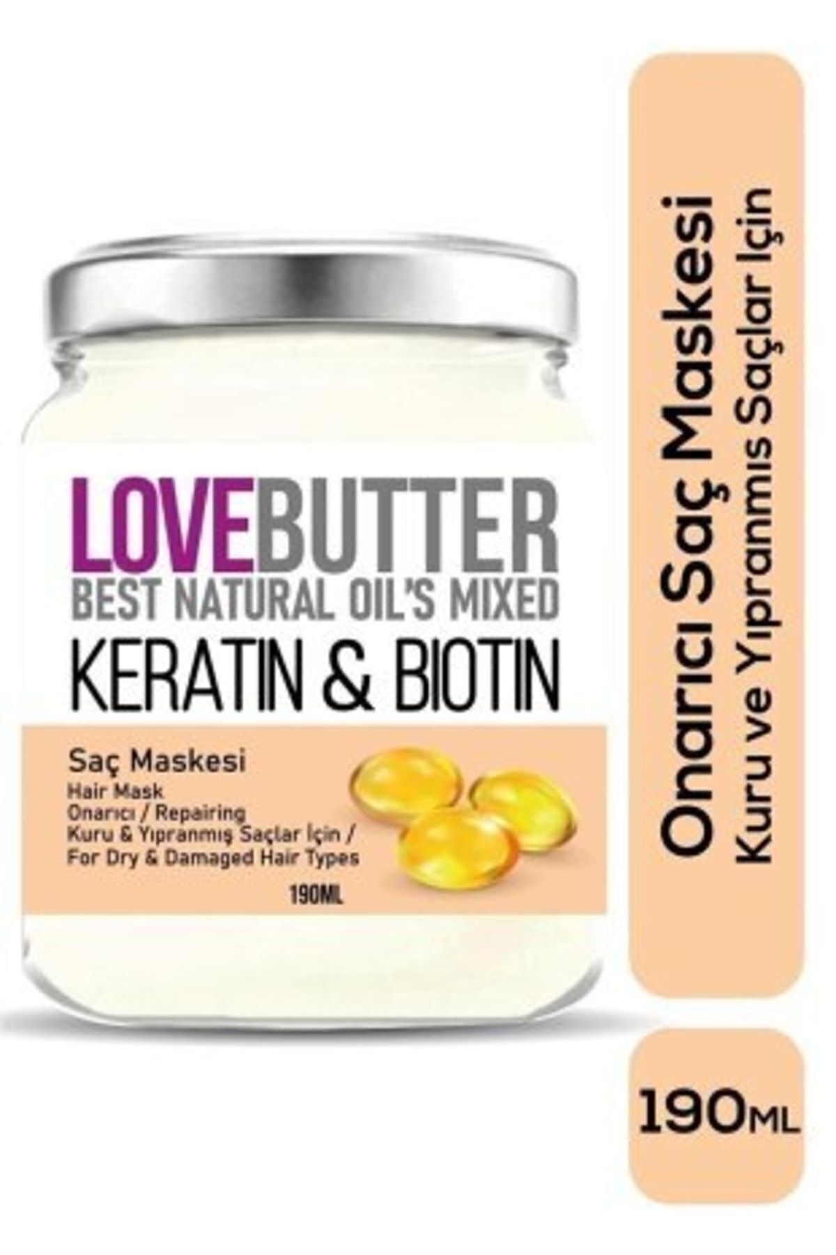 LOVE BUTTER Kuru Ve Yıpranmış Saçlar Için Keratin & Biotin Onarıcı Saç ...