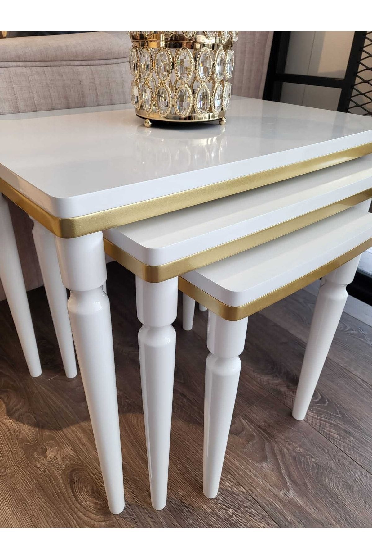 AKSET 3lü Lüx Zigon Sehpa Beyaz Gold Fiyatı, Yorumları - Trendyol