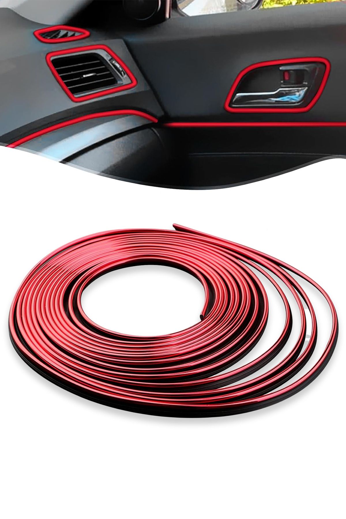Factorial Araç Trim Şeridi 5 Metre Kırmızı Şerit Tüm Markalara Uyumlu ...