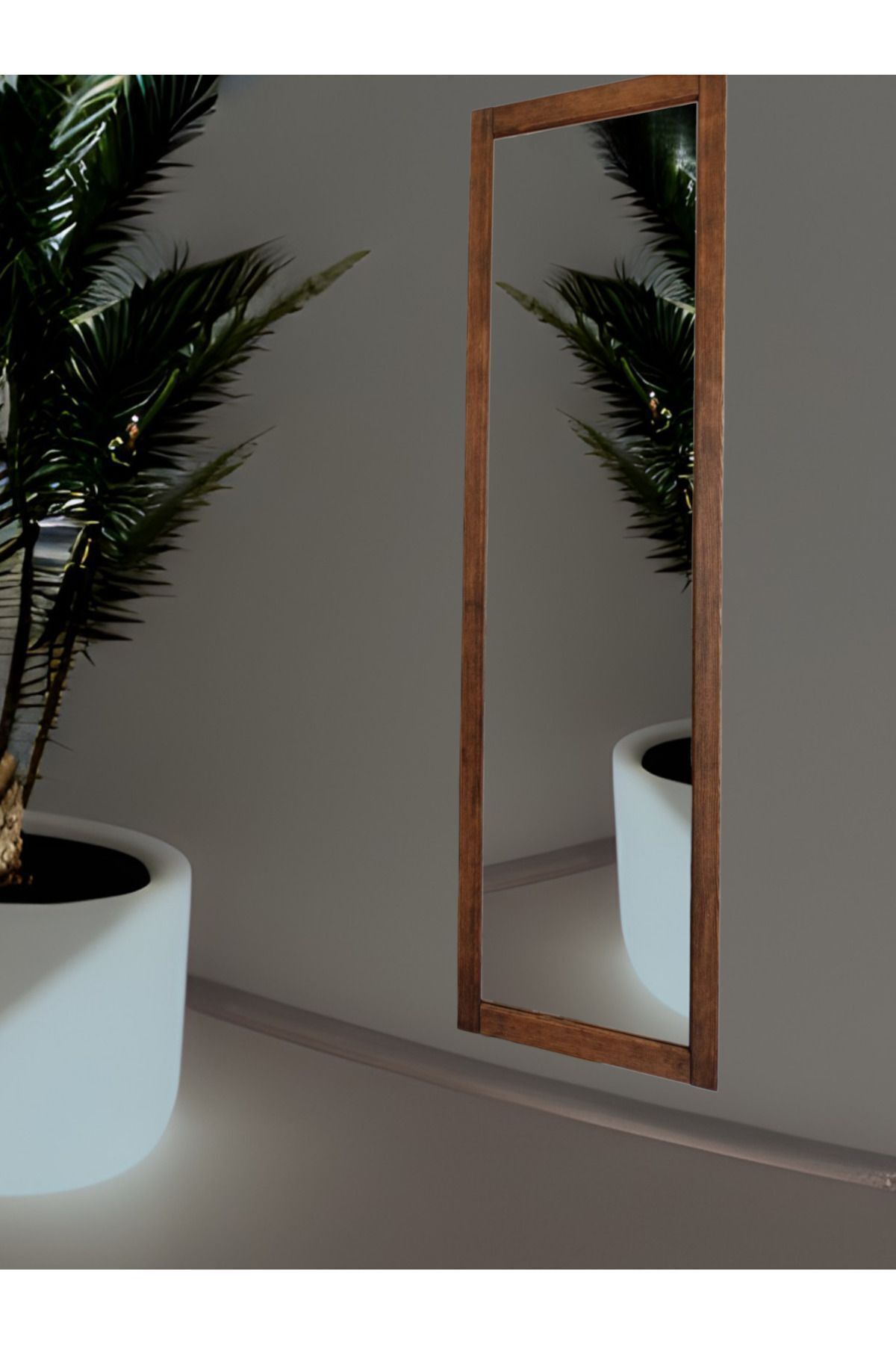 MİRRORSS Ceviz renk Ahşap çerçeve duvara ayna 121x37 cm antre hol boy ...