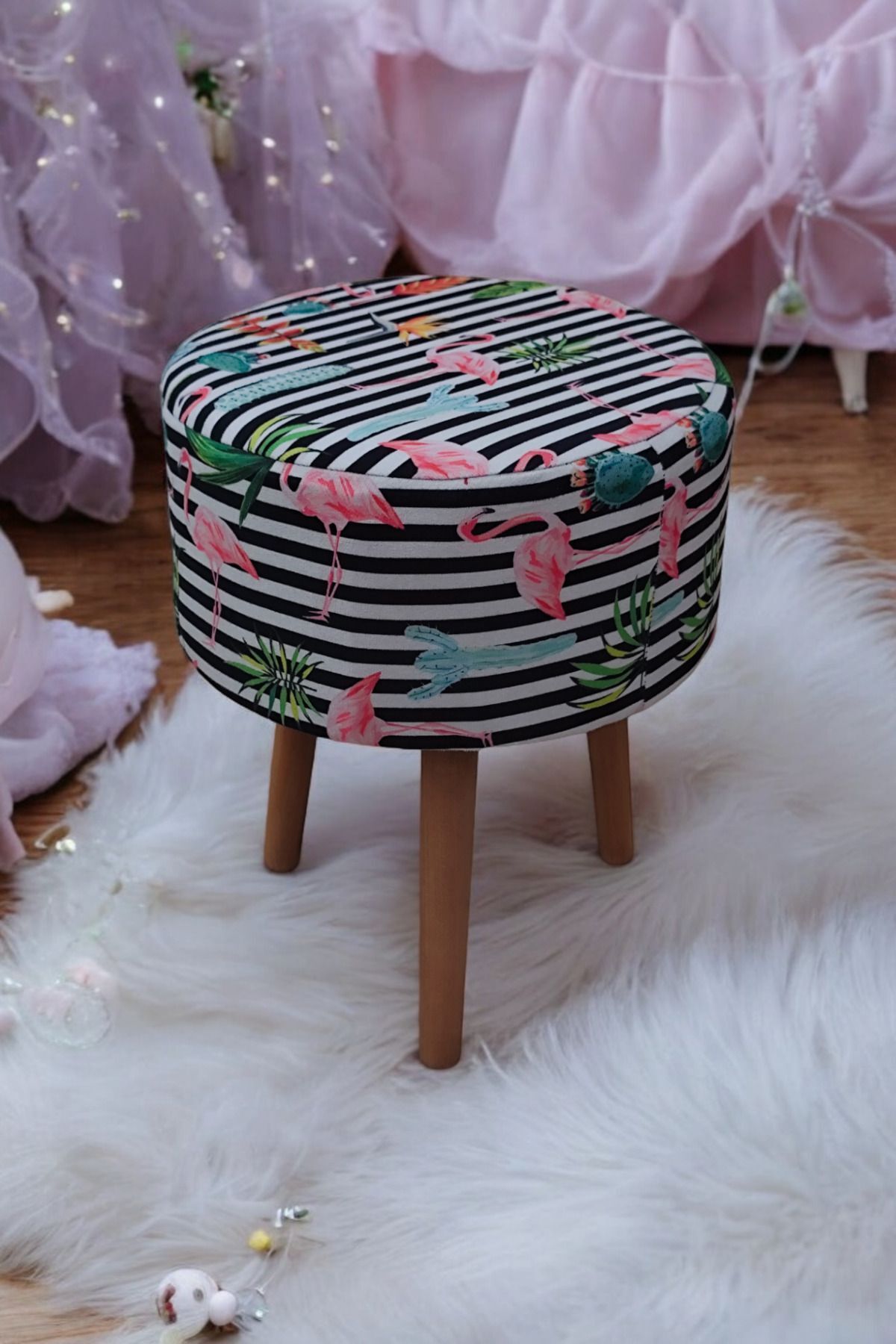 BEYLERBEYİ Coco Puf, Düz Kumaş,3 Ayak,oturma Odası, Makyaj Masası ...