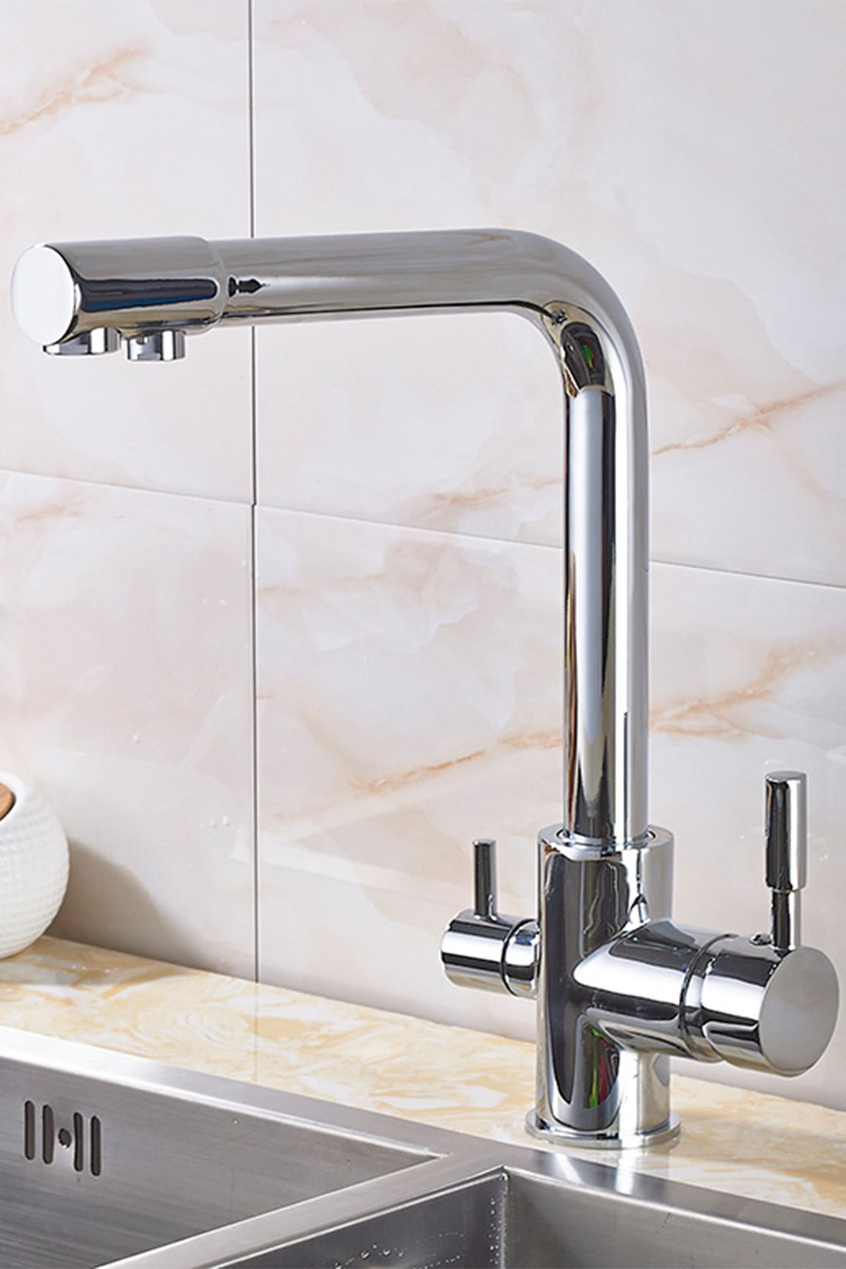 KUSTAR Arıtma Çıkışlı 3 Yollu Musluk Mutfak Eviye Bataryası - Fiyatı ...