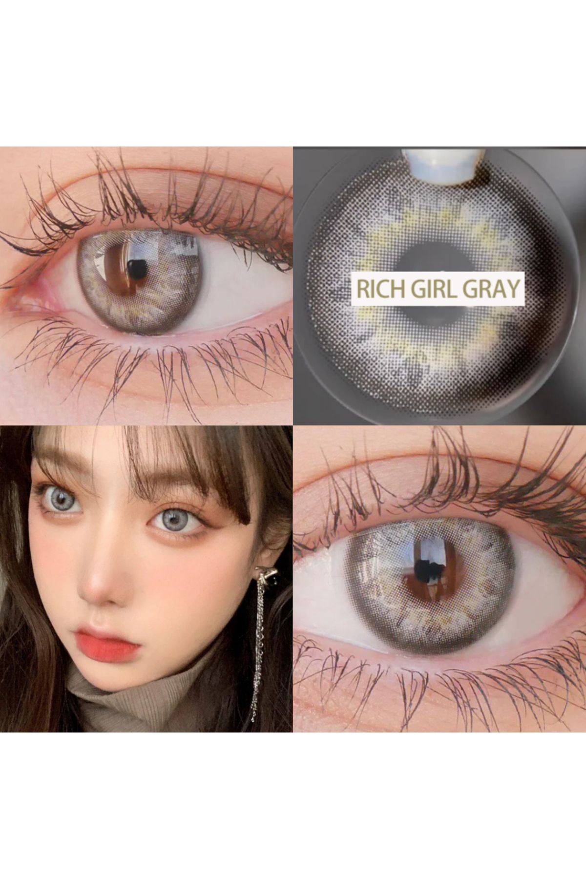 CERENGURER Rich Girl Gray Damarlı Doğal Gri Göz Lensi 12 Ay Kullanım ...