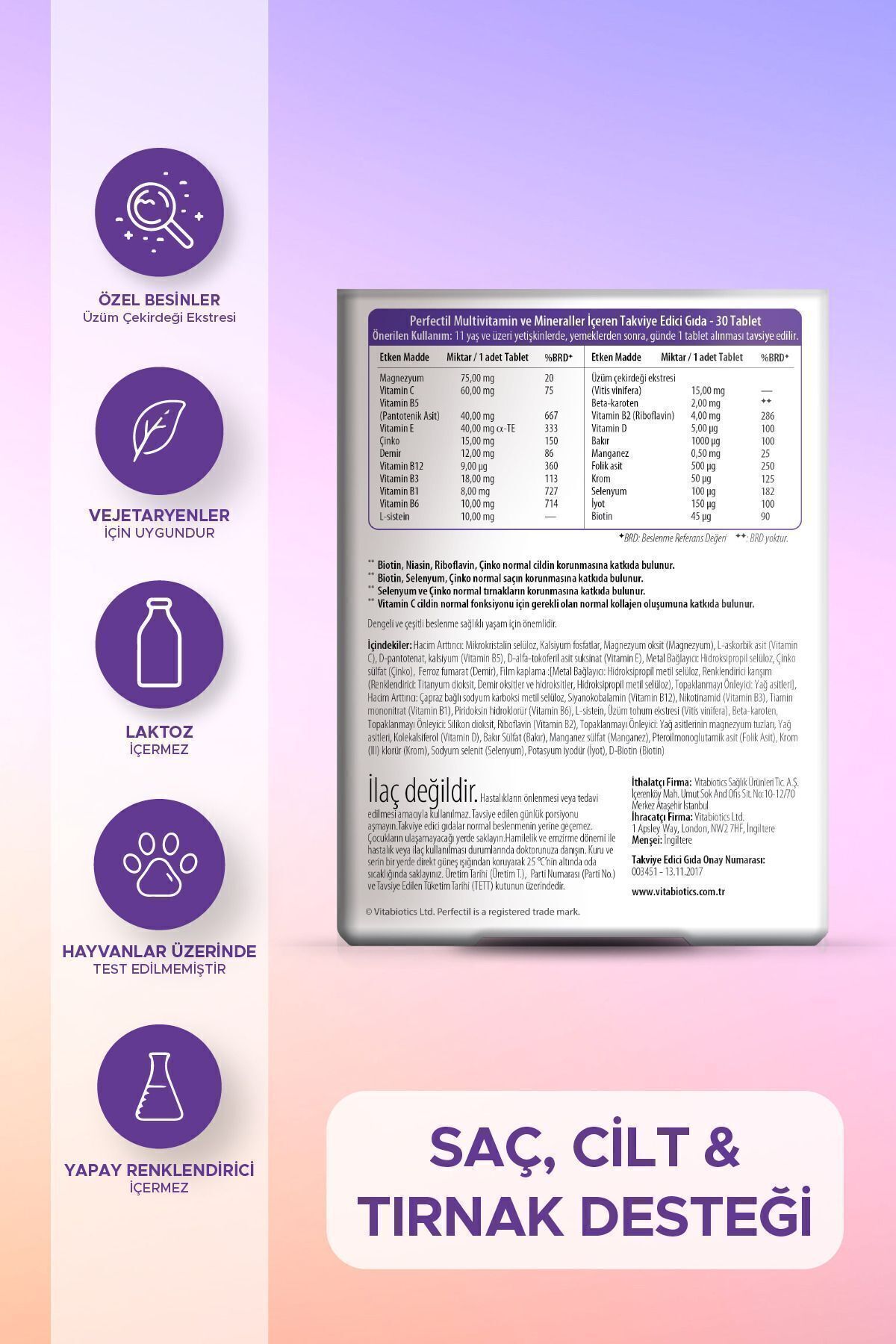 Perfectil Tablet Vitamin Skin Hair & Nails 30 Tablet Fiyatı, Yorumları ...