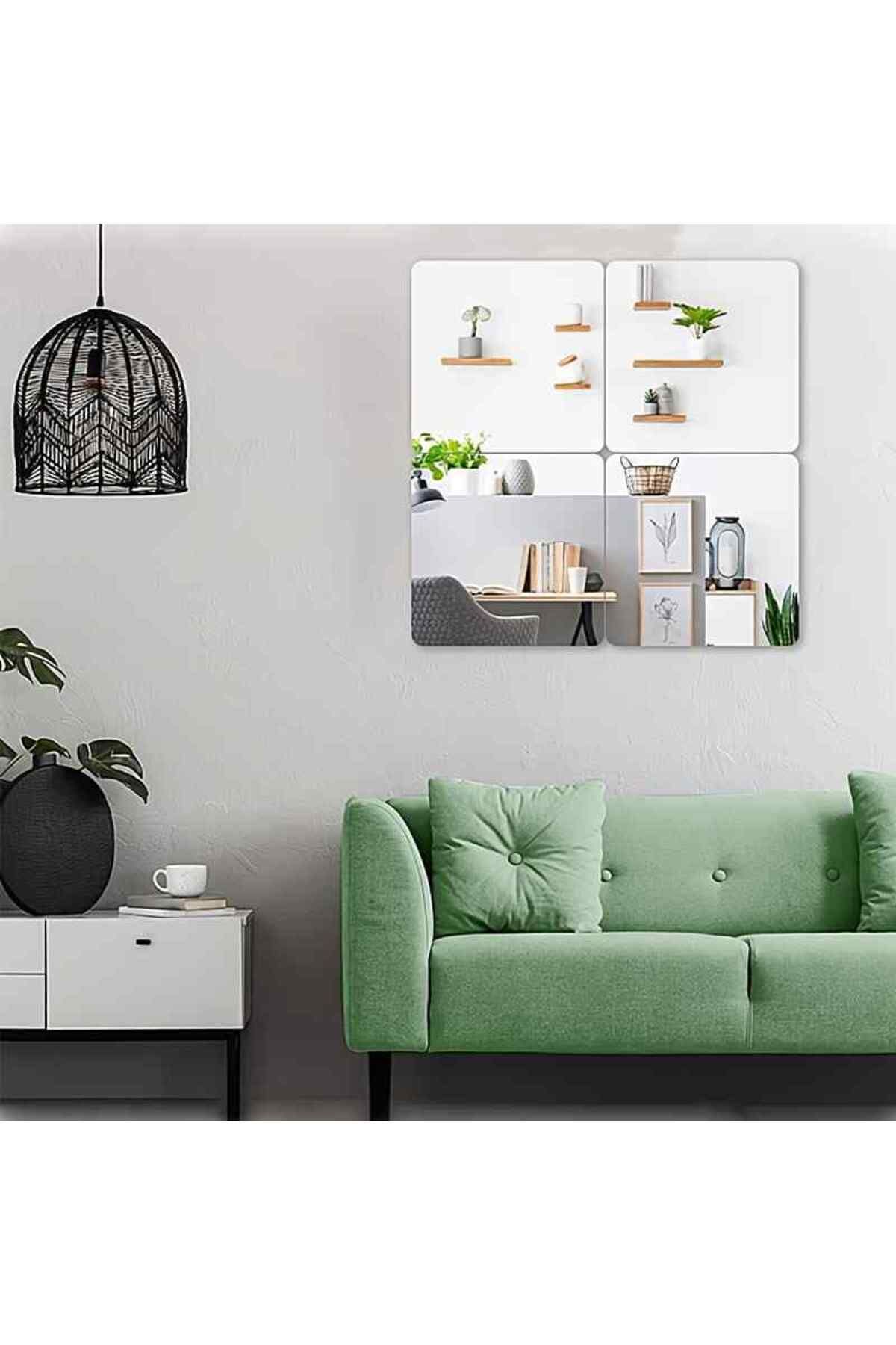 dippoo 4 Parça Kare Model Duvar Aksesuarı Aynalı Pleksi Seti Fiyatı ...