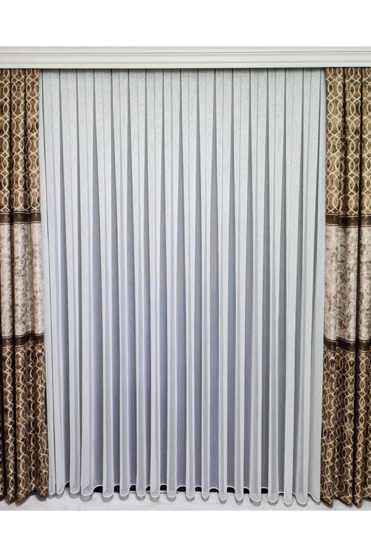 Taç Rüyaper Tül Perde Inci Çizgili Birinci Kalite Sık Pile 1 E3 ...
