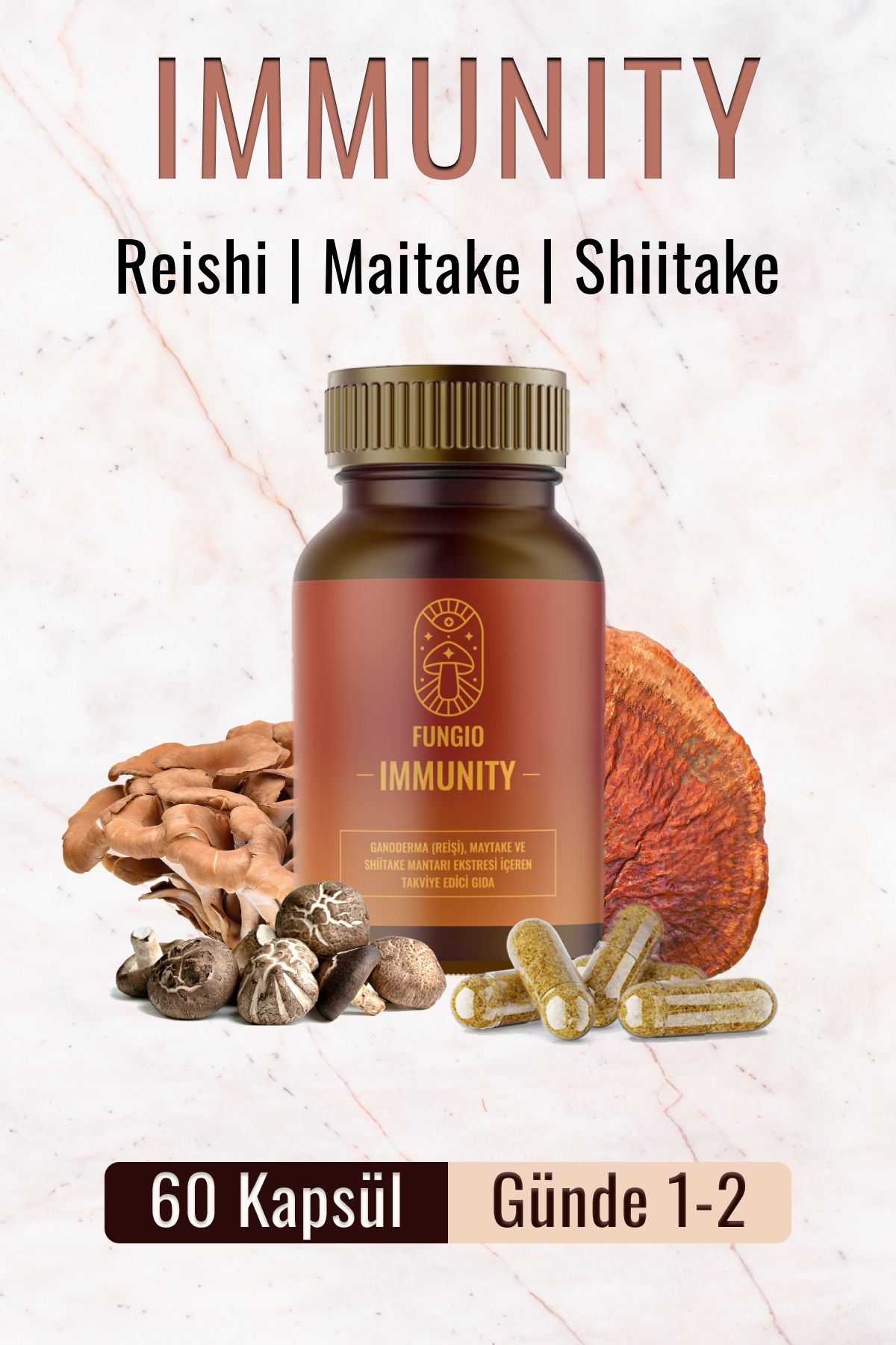 Fungio Reishi (Ganoderma), Maytake ve Shiitake Mantarı Ekstresi İçeren ...