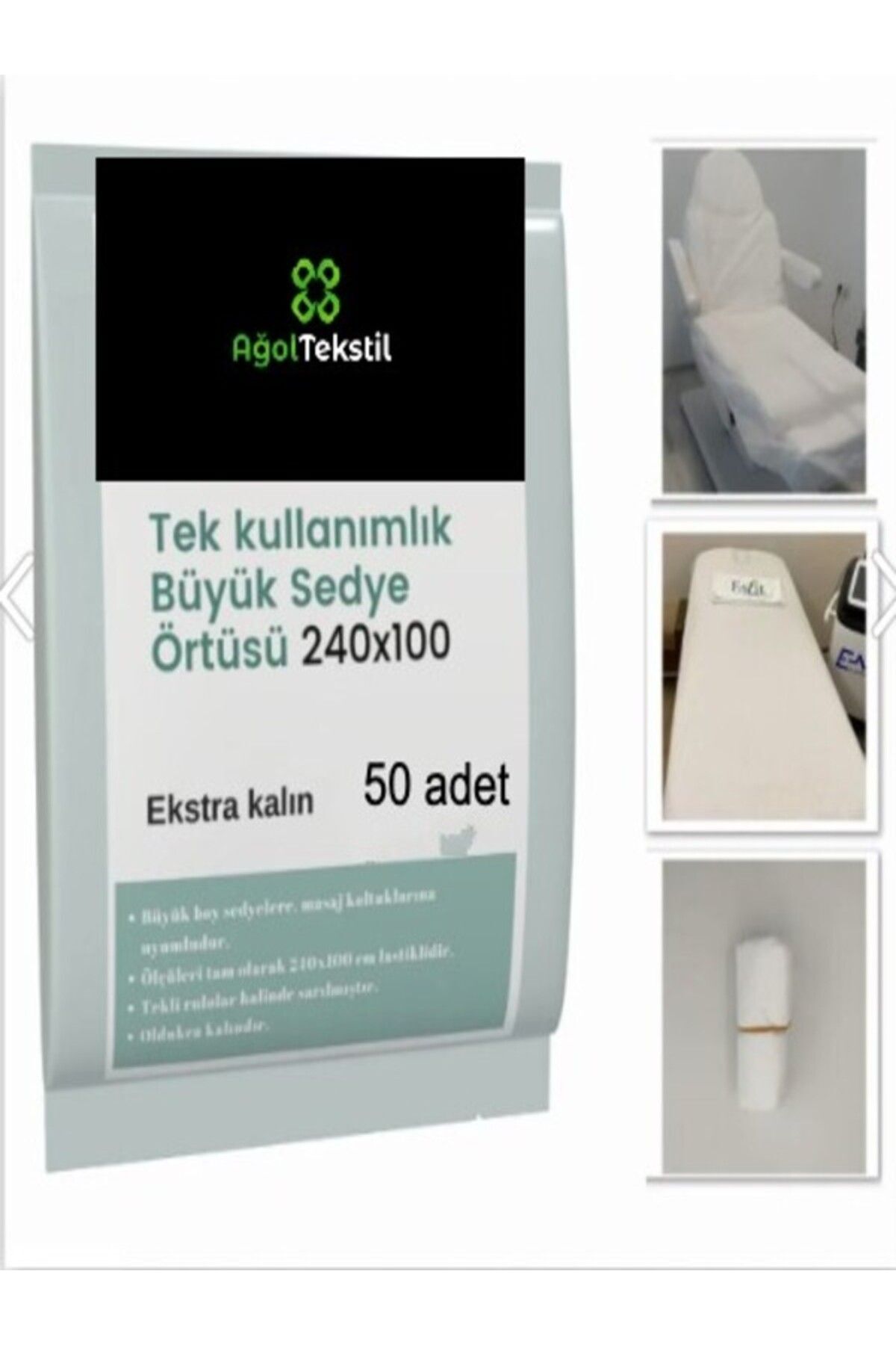 ağol tekstil Tek Kullanımlık Büyük Sedye Örtüsü – 100x240 Cm (LASTİKLİ ...