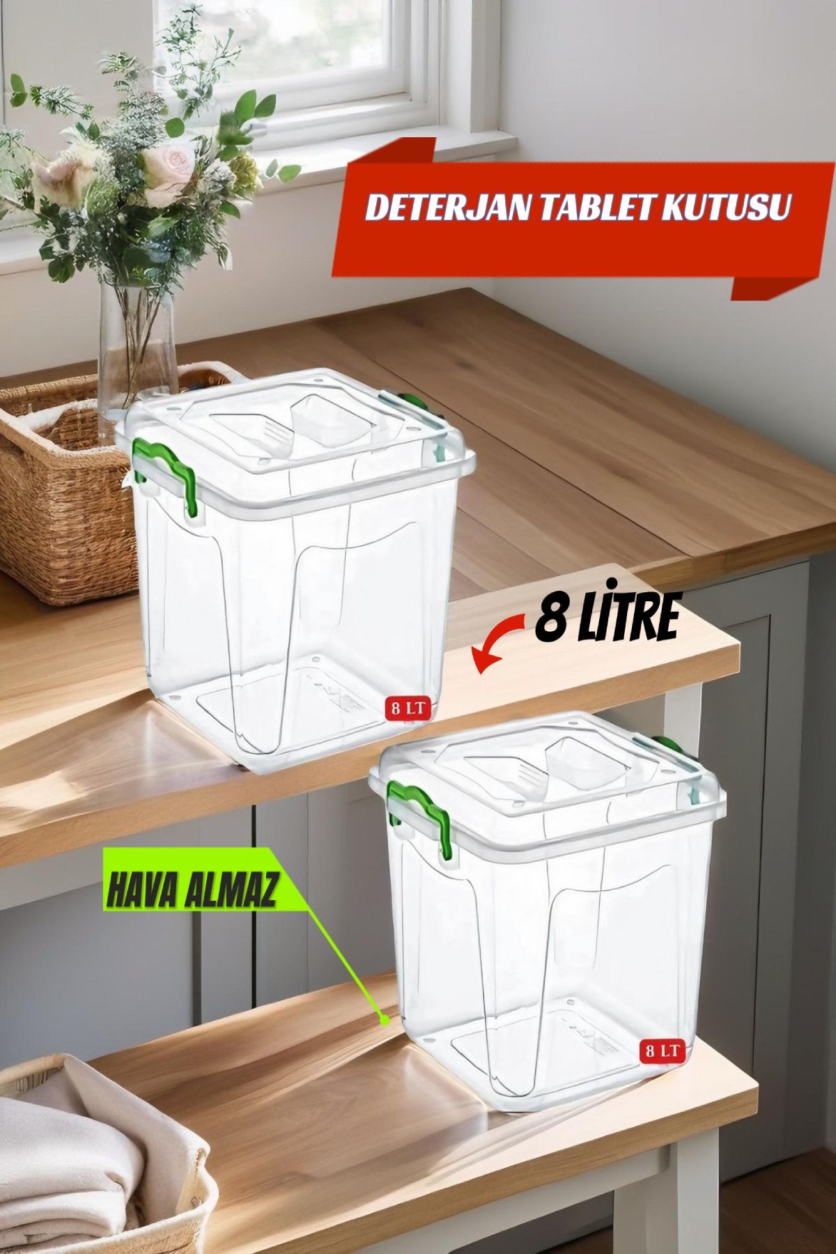 Open Home Concept 2'li Mega Boy 8 Lt Kilit Kapaklı Deterjan Saklama ...